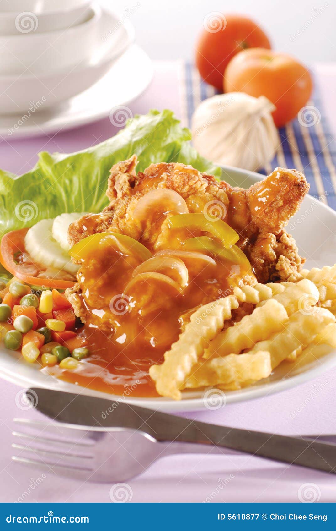 Chicken chop stock image. Image of chop, chicken, tomato - 5610877