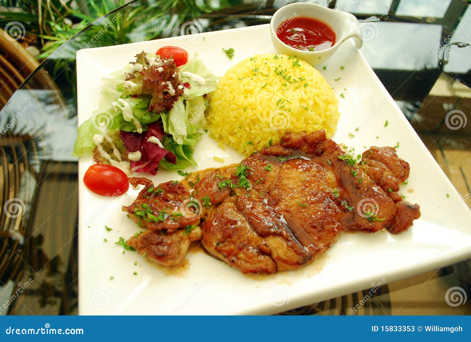 Chicken chop with rice stock image. Image of chicken - 15833353