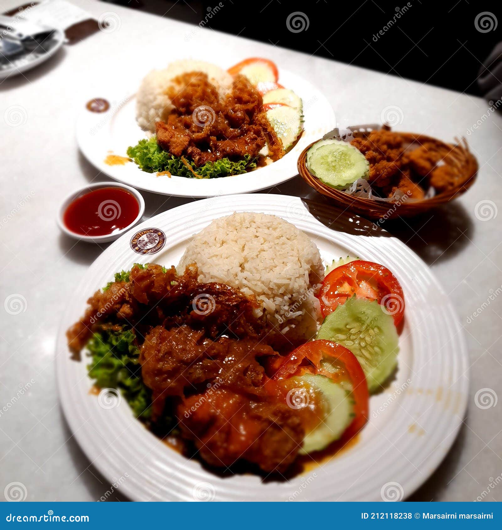 Chicken chop with rice stock photo. Image of chicken - 212118238