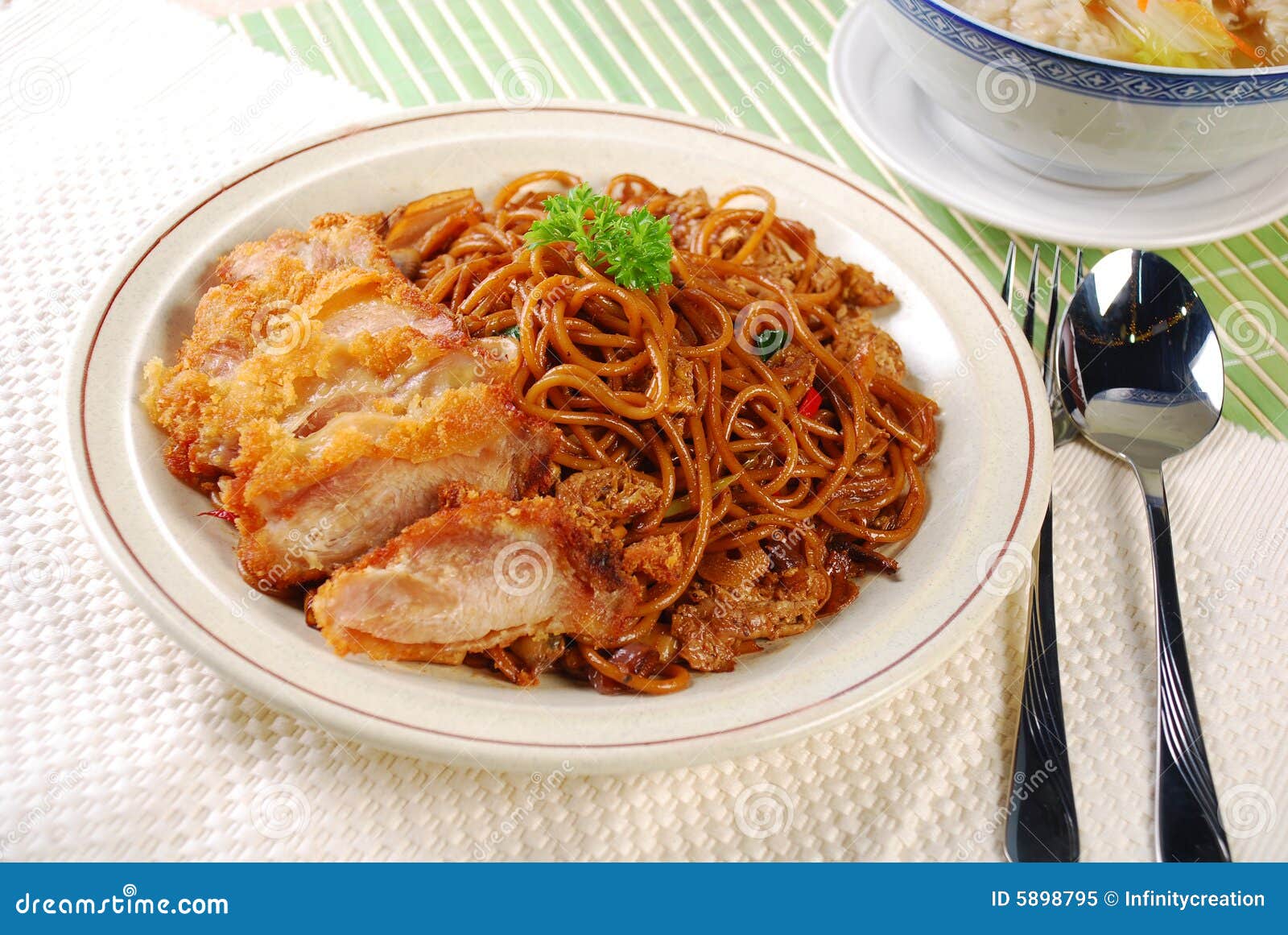 Chicken chop spaghetti stock image. Image of lunch, meal - 5898795