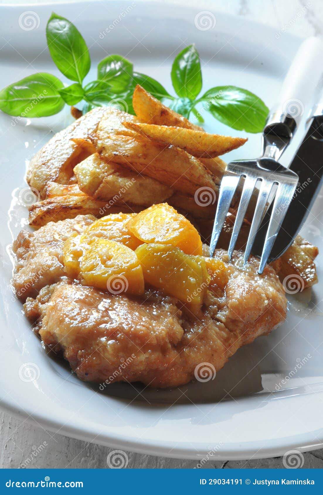 Chicken chops stock image. Image of fork, closeup, dish - 29034191