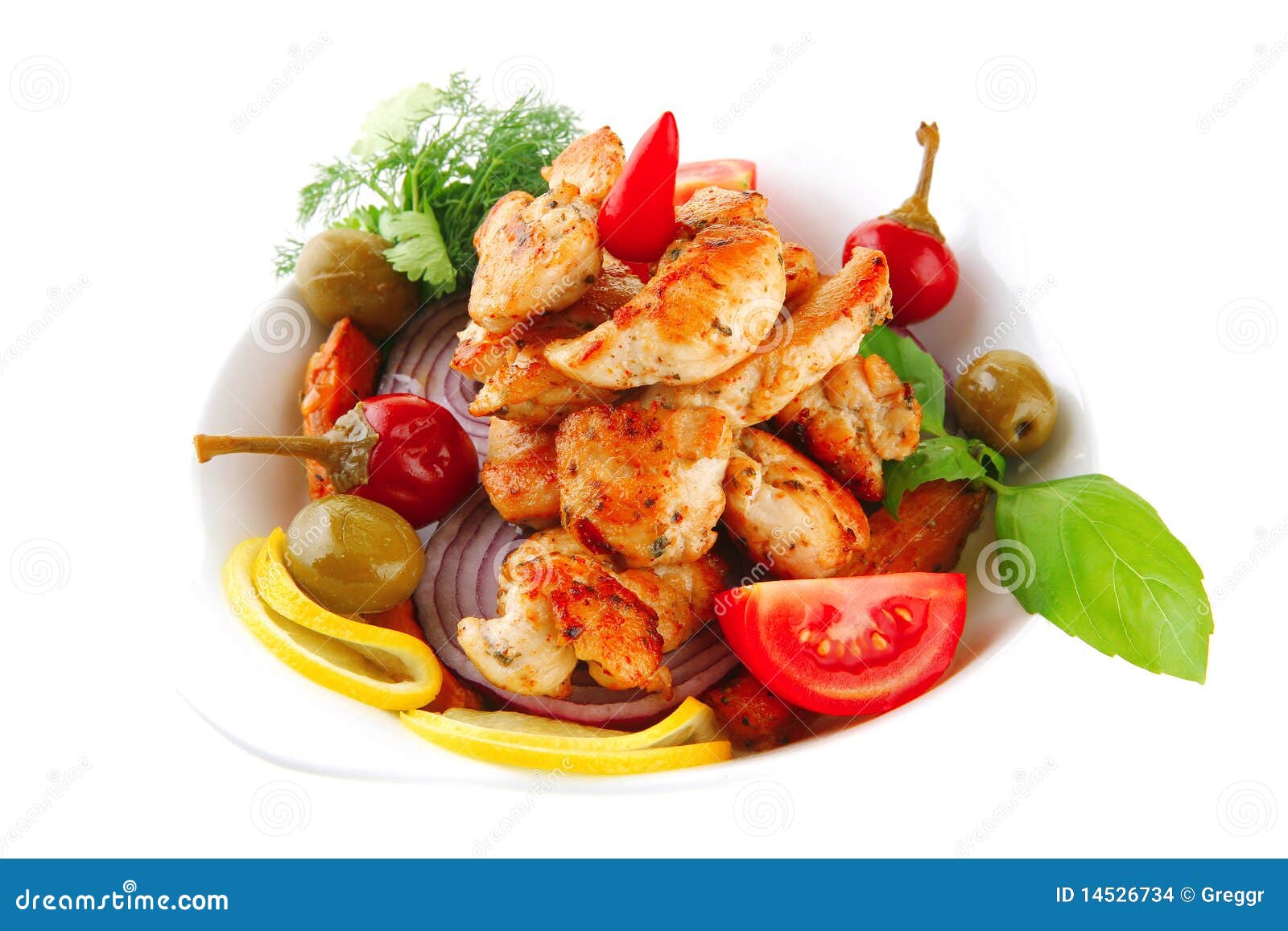 Chicken Chunks Served with Tomatoes Stock Photo - Image of garlic ...