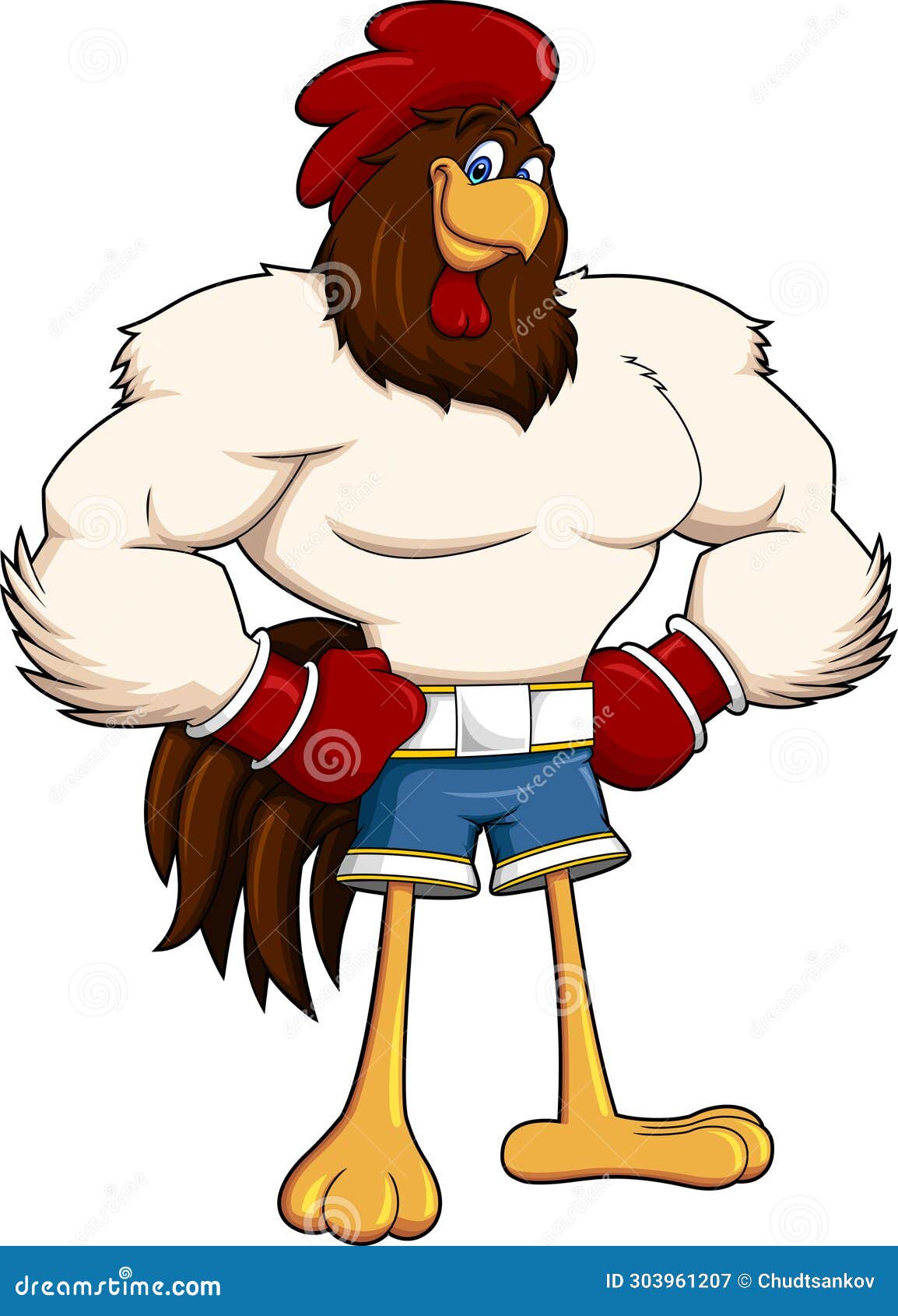 Rooster Boxer Wearing Boxing Championship Belt Cartoon Vector ...