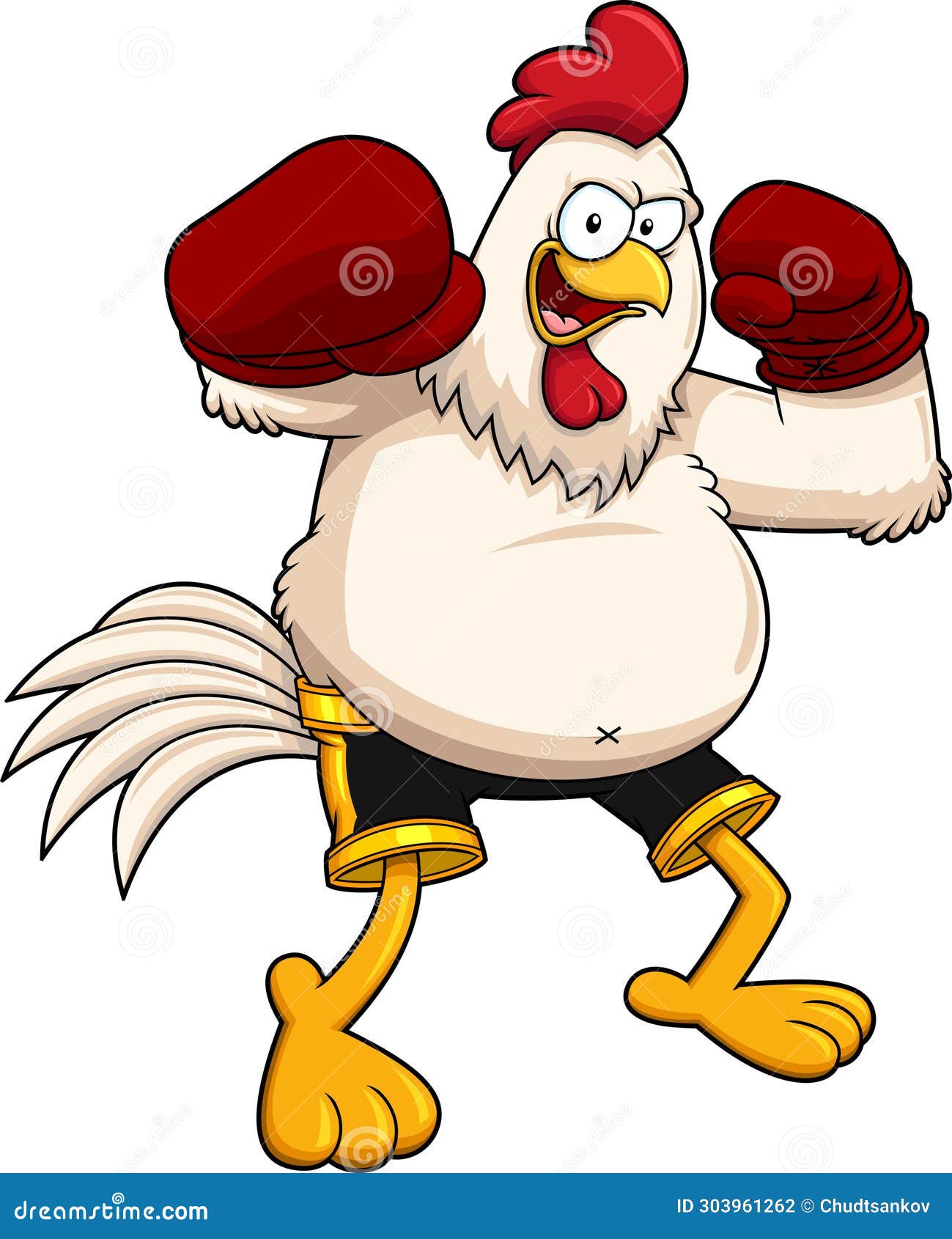 Rooster Boxer Wearing Boxing Championship Belt Cartoon Vector ...
