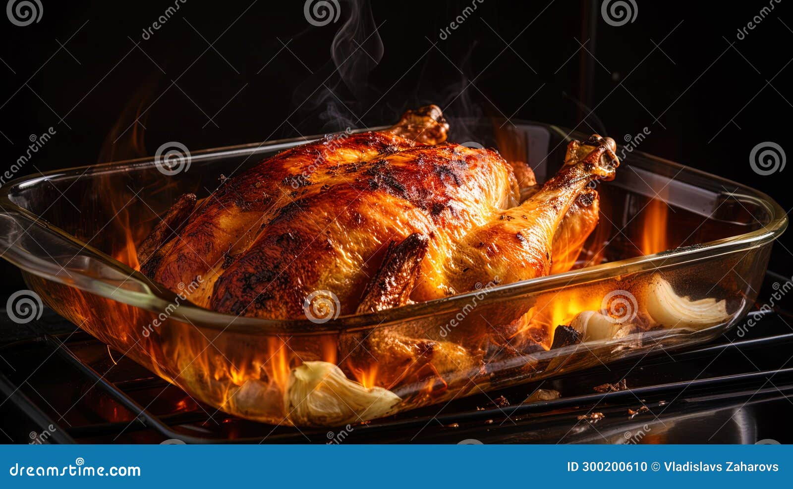 Chicken Cooked in the Oven in Isolation on a Pure Background Stock ...
