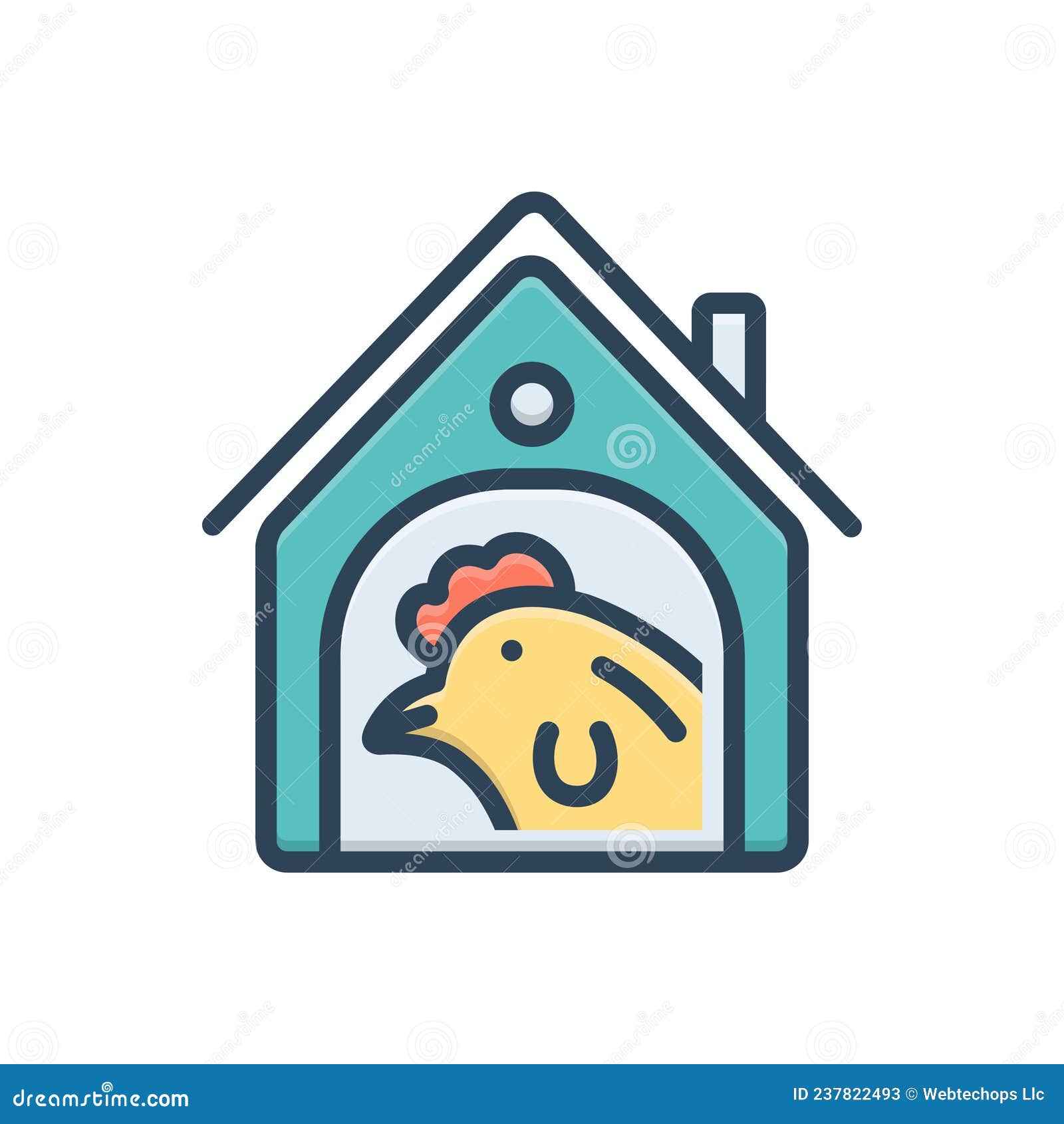 Color Illustration Icon for Chicken in Coop, Coop and Agriculture Stock ...
