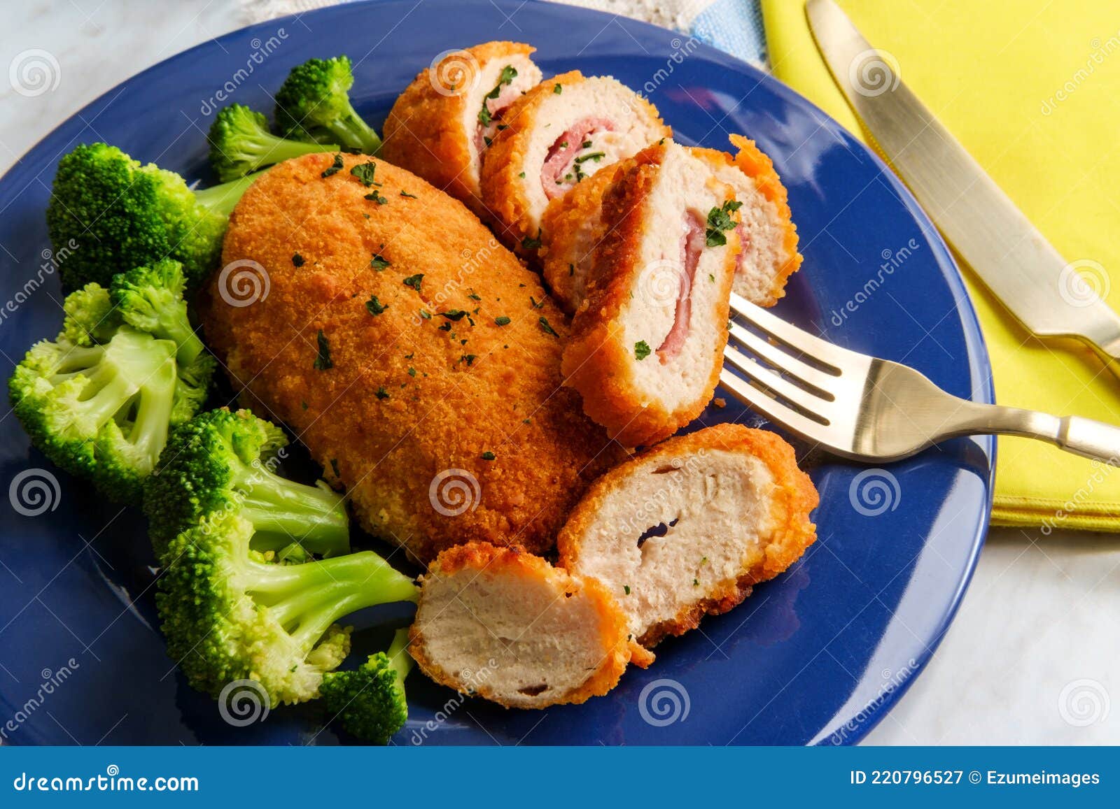 Chicken Cordon Bleu Broccoli Stock Image - Image of french, chicken ...