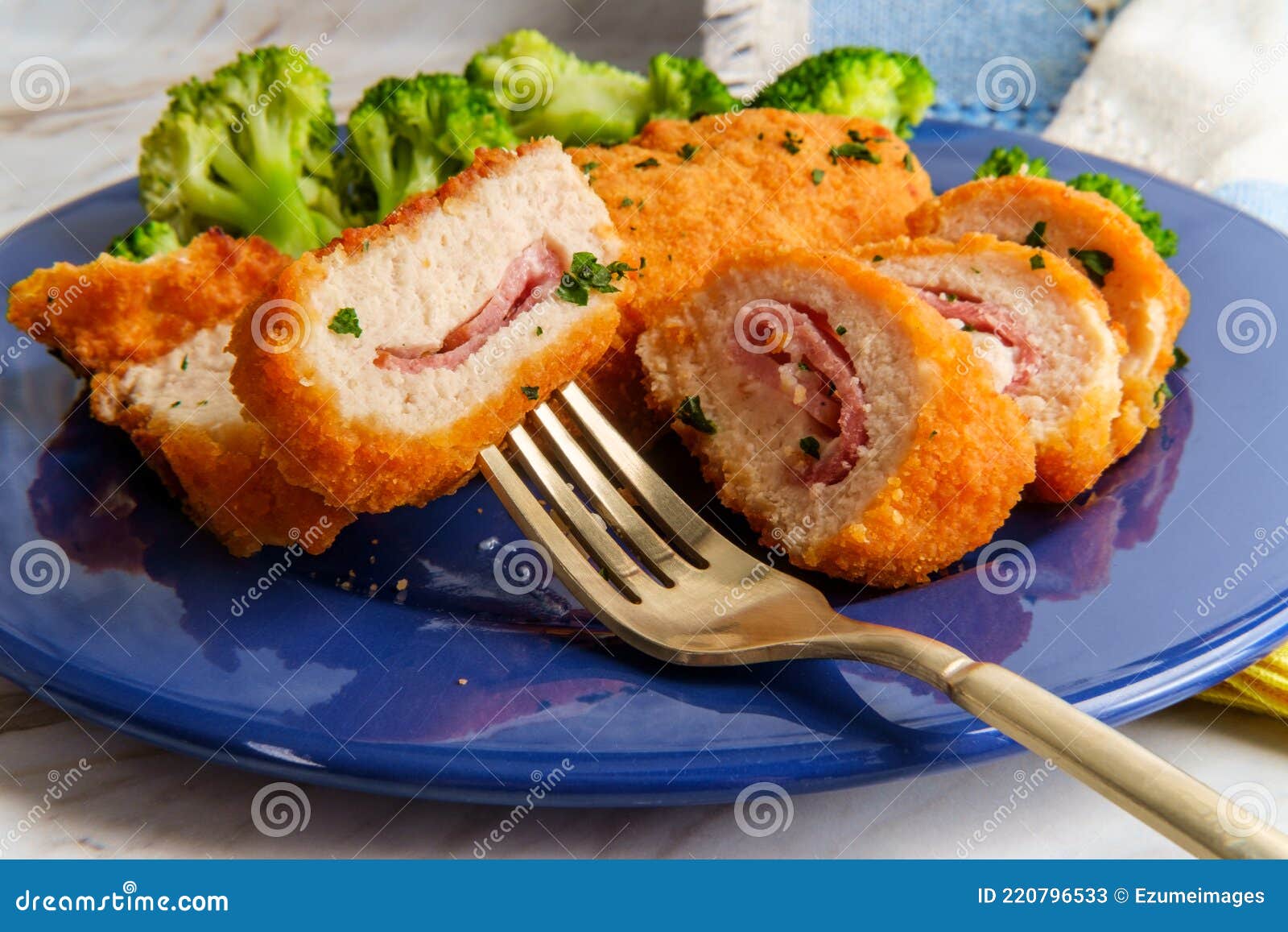 Chicken Cordon Bleu Broccoli Stock Image - Image of eating, gourmet ...