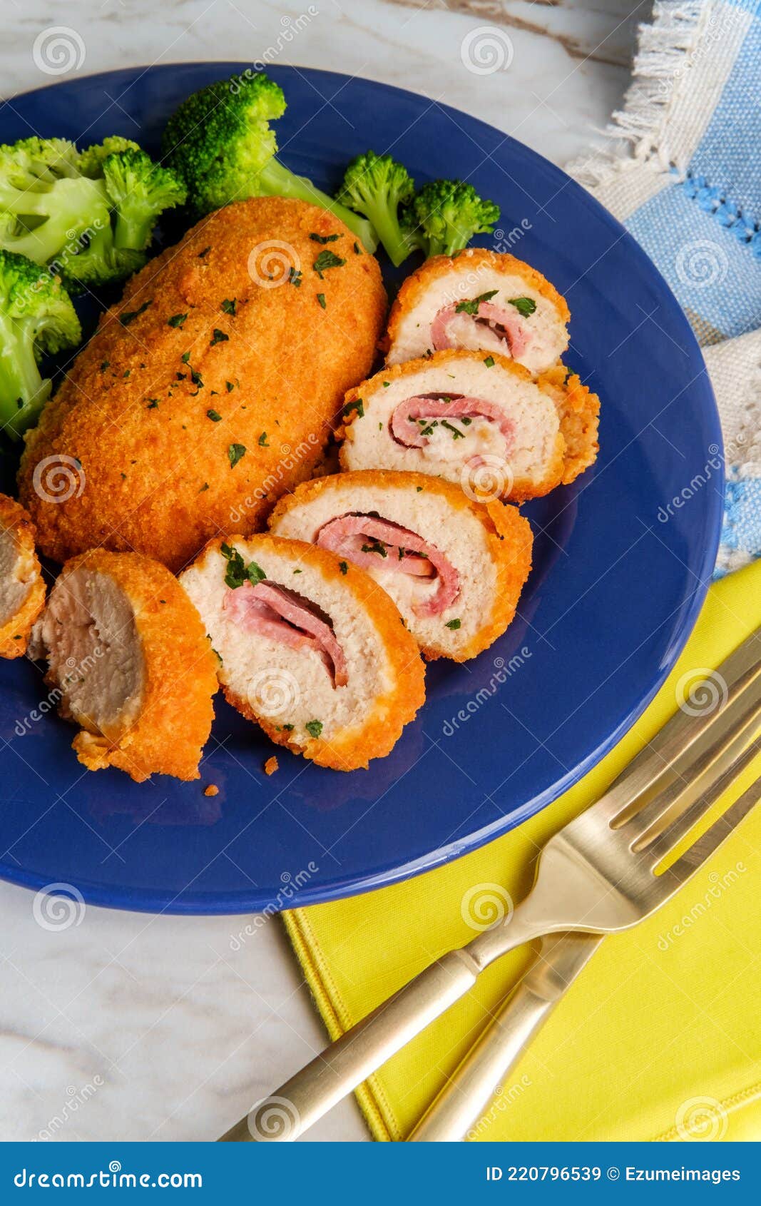 Chicken Cordon Bleu Broccoli Stock Image - Image of french, dish: 220796539