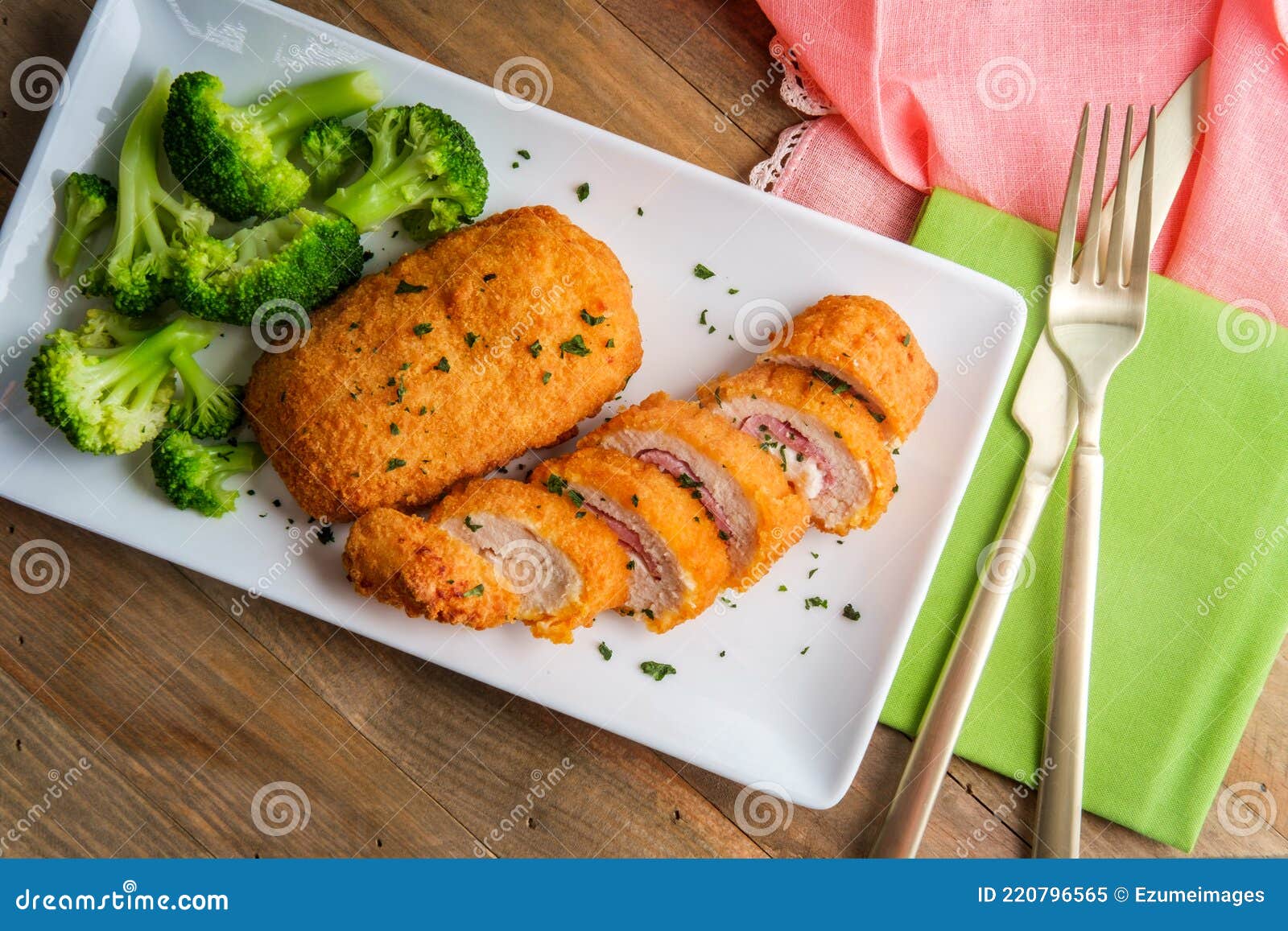 Chicken Cordon Bleu Broccoli Stock Image - Image of gourmet, meal ...