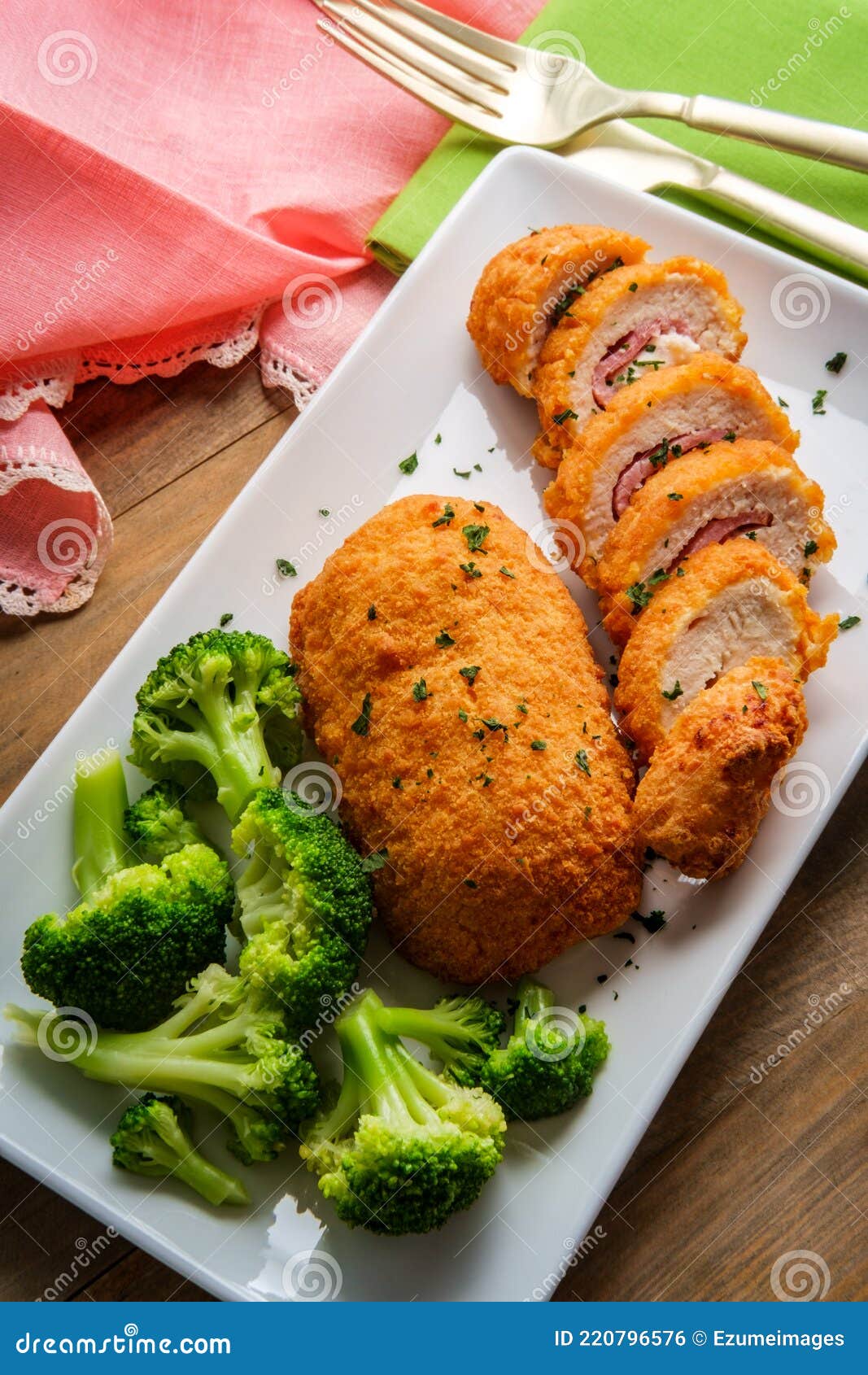 Chicken Cordon Bleu Broccoli Stock Photo - Image of healthyeating ...