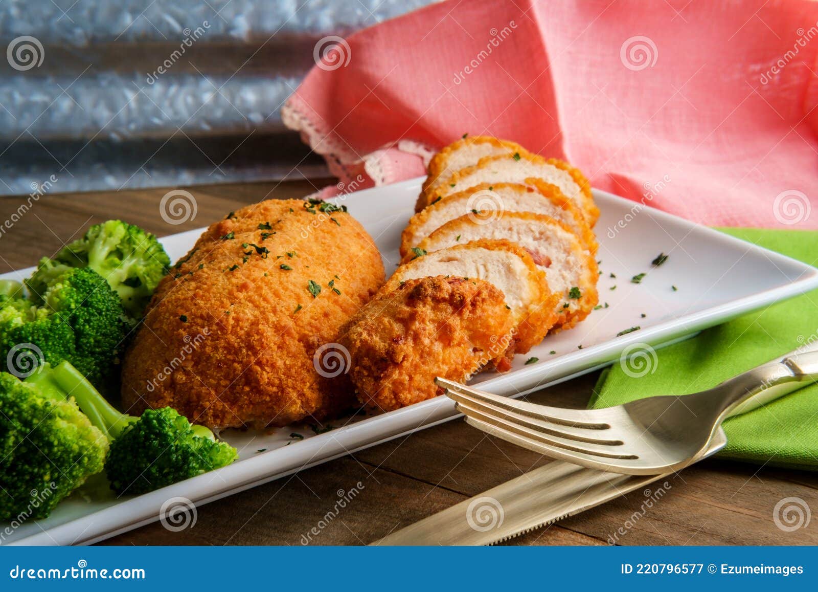 Chicken Cordon Bleu Broccoli Stock Image - Image of creamy, blue: 220796577