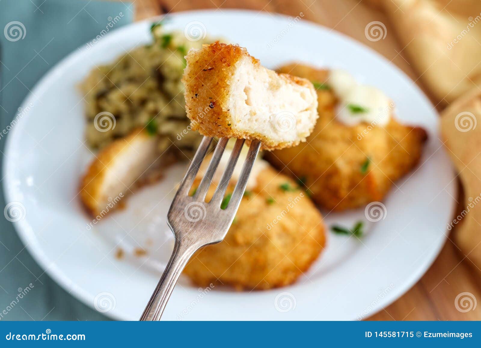 Chicken Cordon Bleu Rice stock image. Image of filling - 145581715
