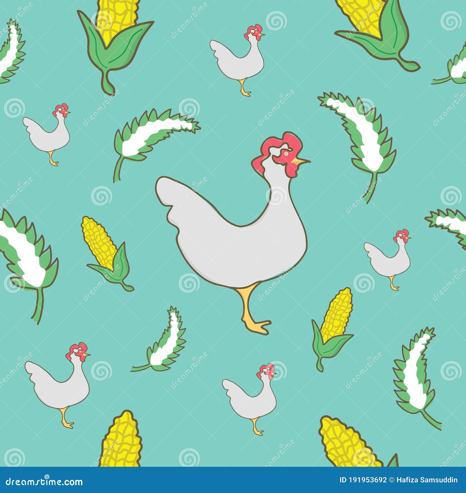Chicken and Corn Background Design. Vector Illustration Decorative ...