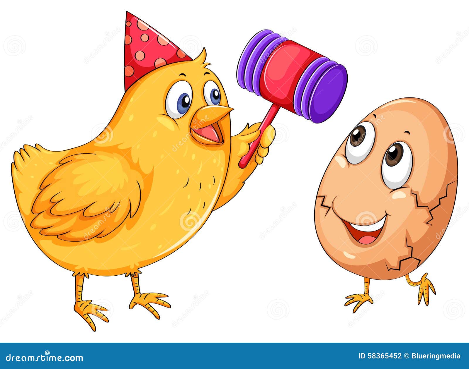 Chicken Cracking Egg with Hammer Stock Vector - Illustration of ...