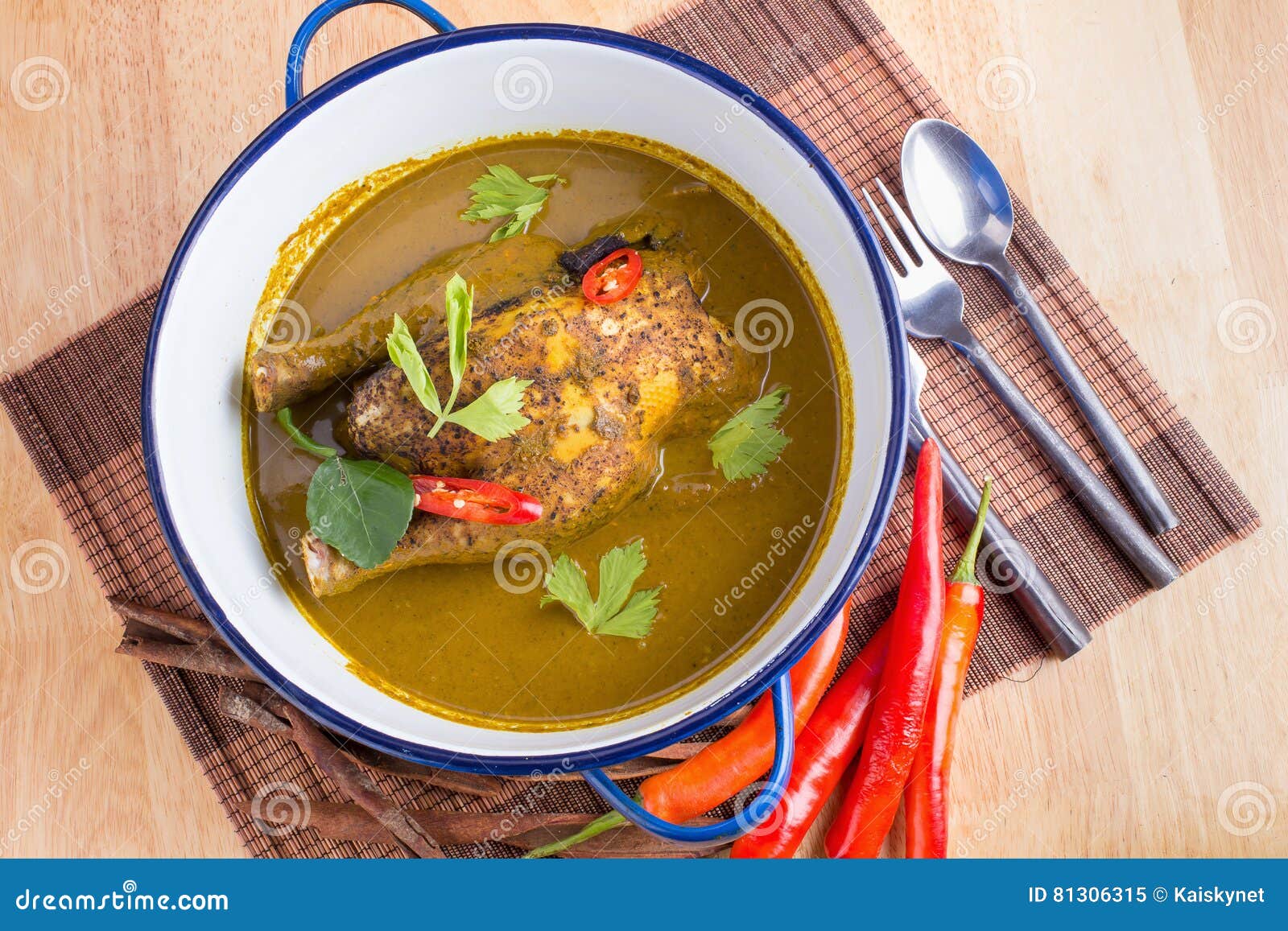 Chicken curry in a pot. stock image. Image of serving - 81306315