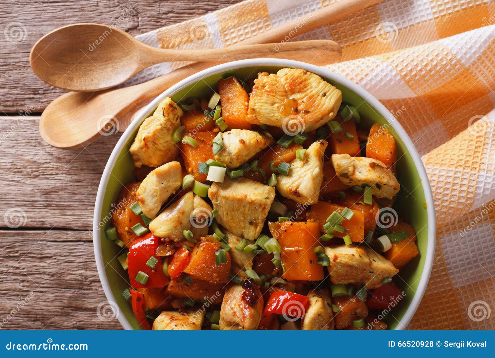 Chicken Curry with Pumpkin and Pepper. Horizontal Top View Stock Photo ...
