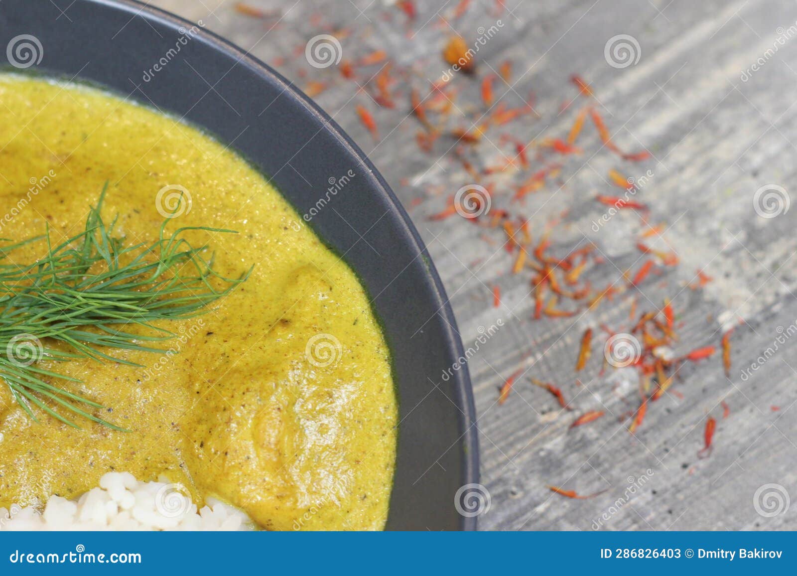 Chicken Curry with Rice on a Plate Indian Cuisine Stock Image - Image ...