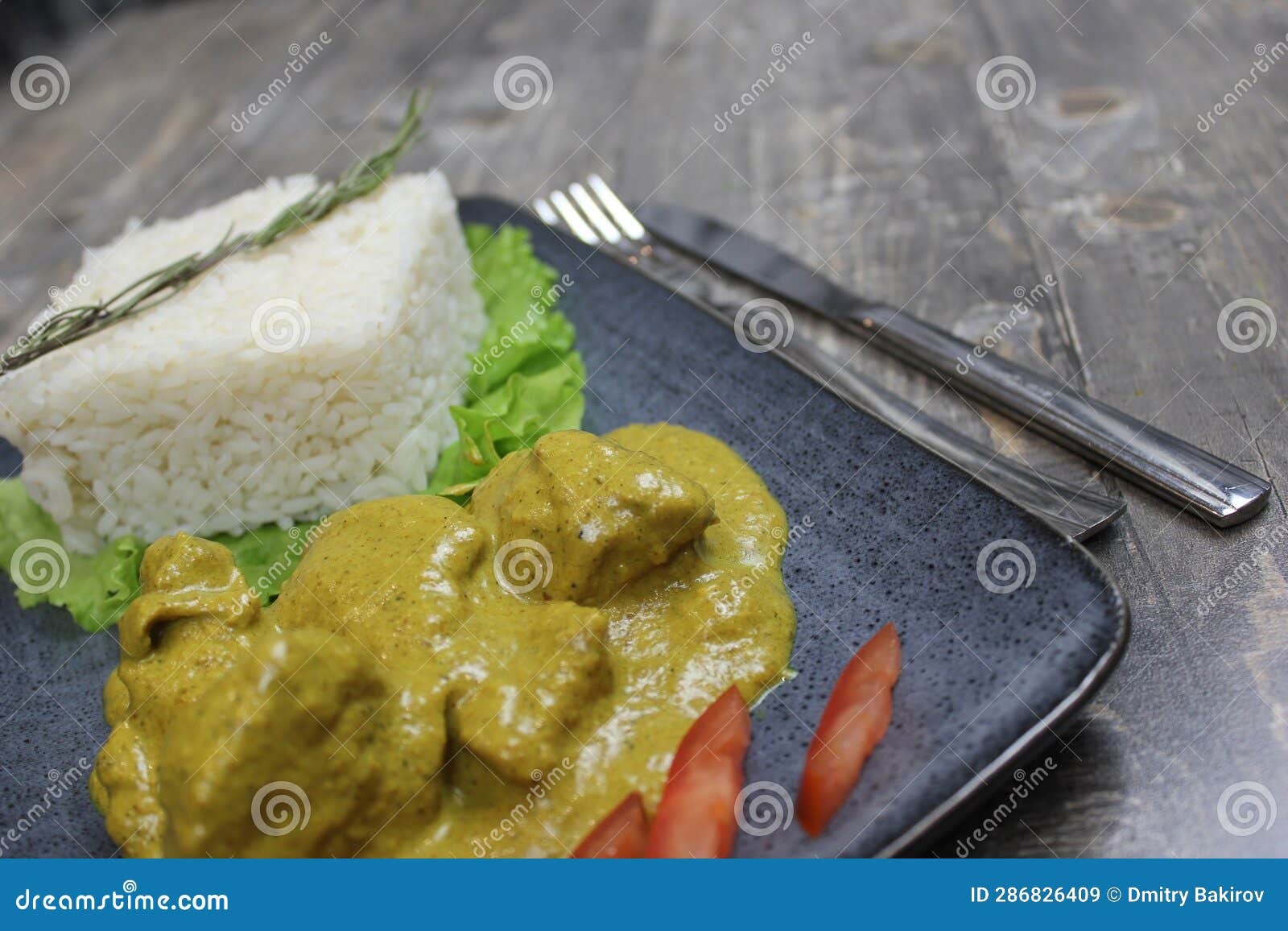 Chicken Curry with Rice on a Plate Indian Cuisine Stock Image - Image ...
