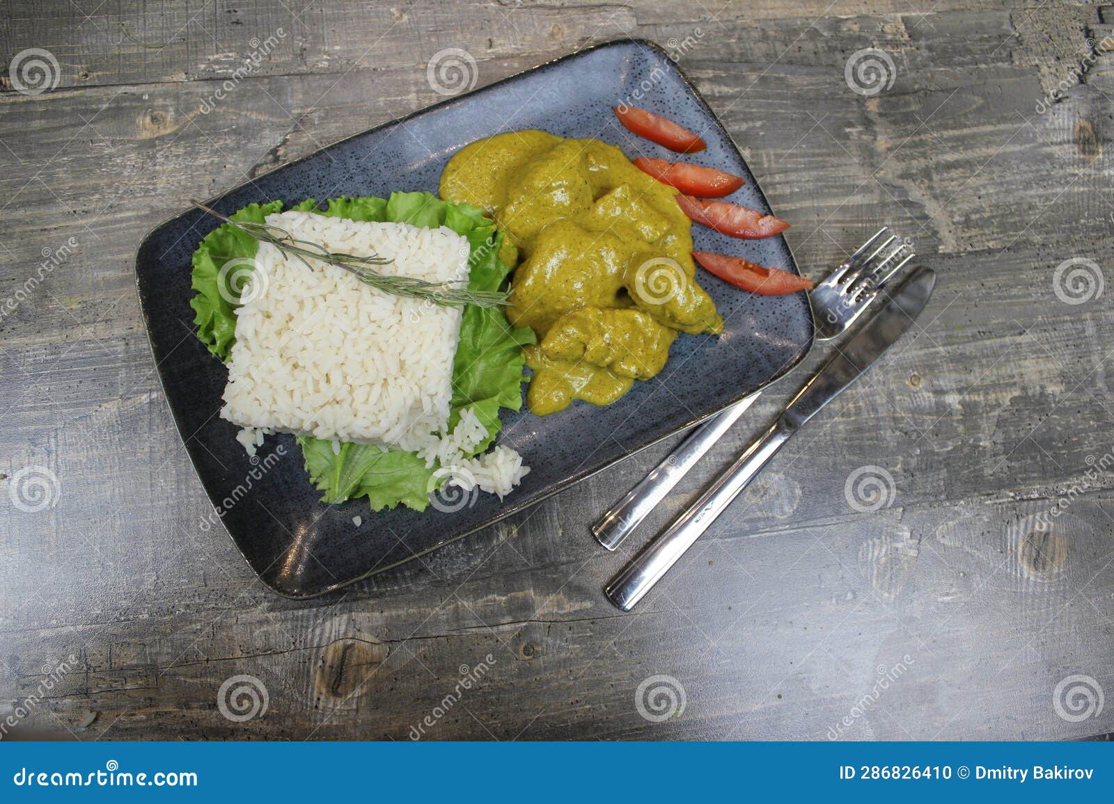 Chicken Curry with Rice on a Plate Indian Cuisine Stock Photo - Image ...