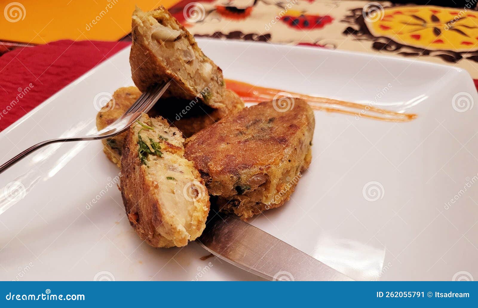 Chicken cutlet on plate stock image. Image of vegetable - 262055791