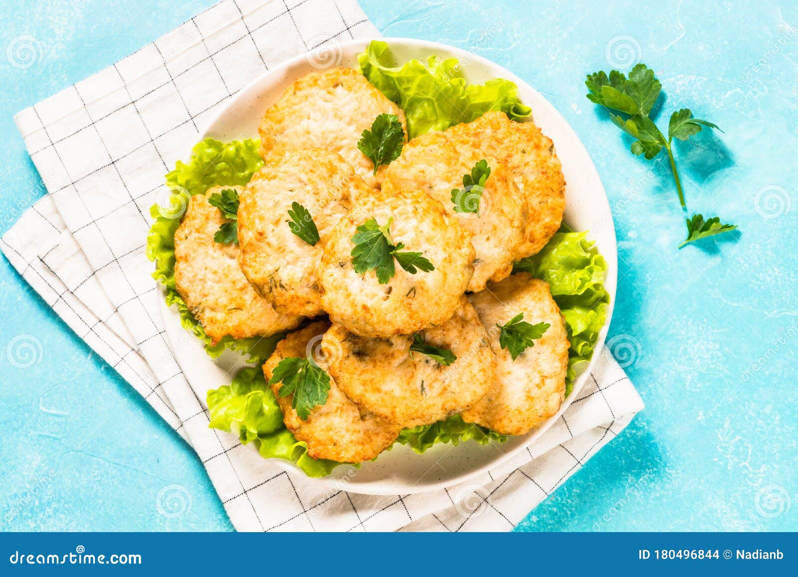 Chicken Cutlet in the Plate. Stock Photo - Image of healthy, herbs ...