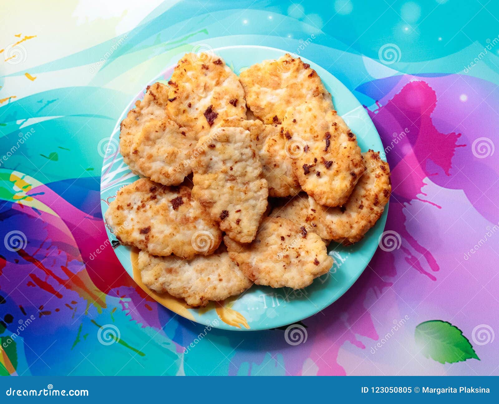 Chicken cutlets on a plate stock image. Image of breakfast - 123050805