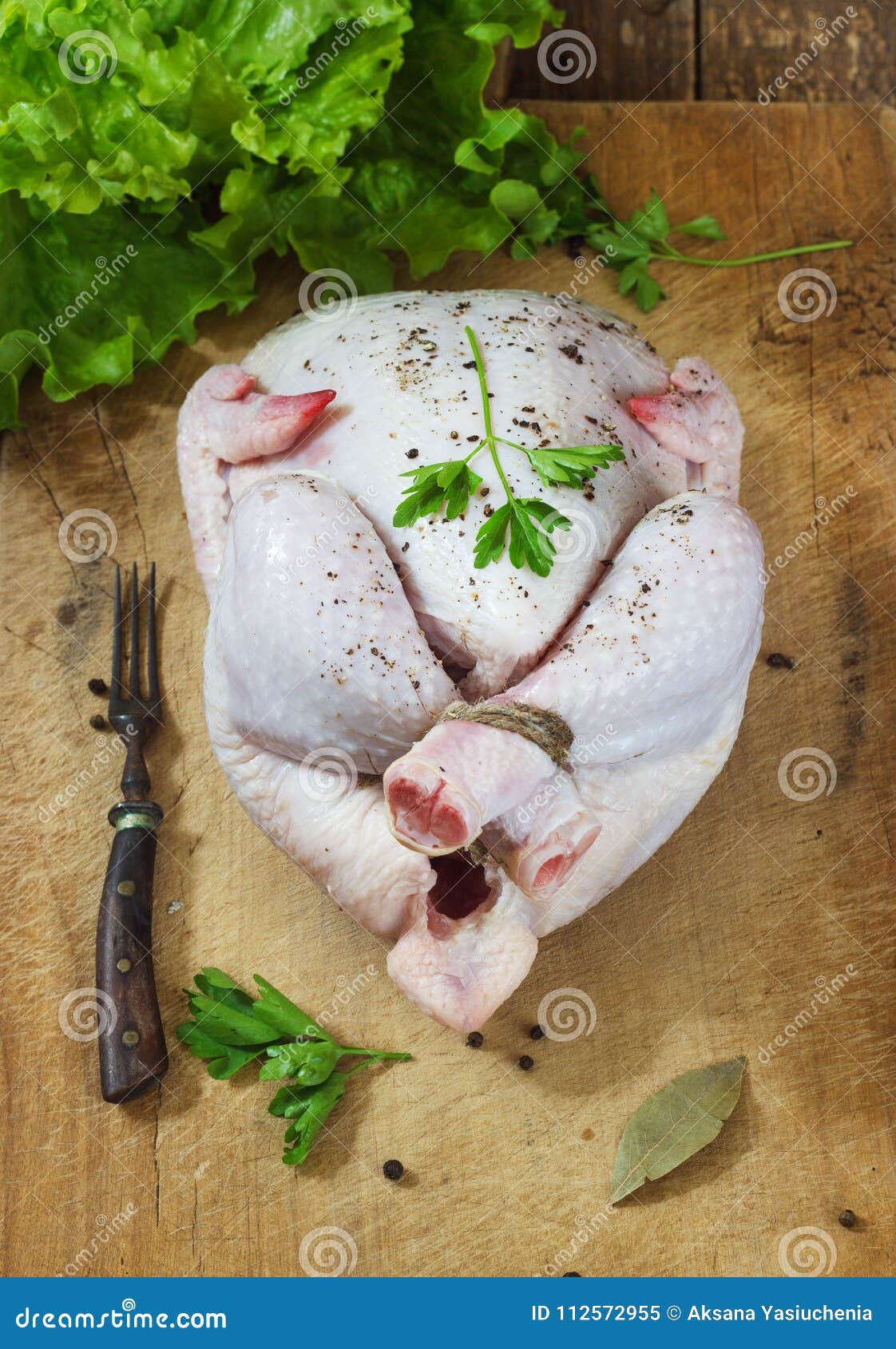 Chicken on a Dark Wooden Background, Rustic Style Stock Image - Image ...