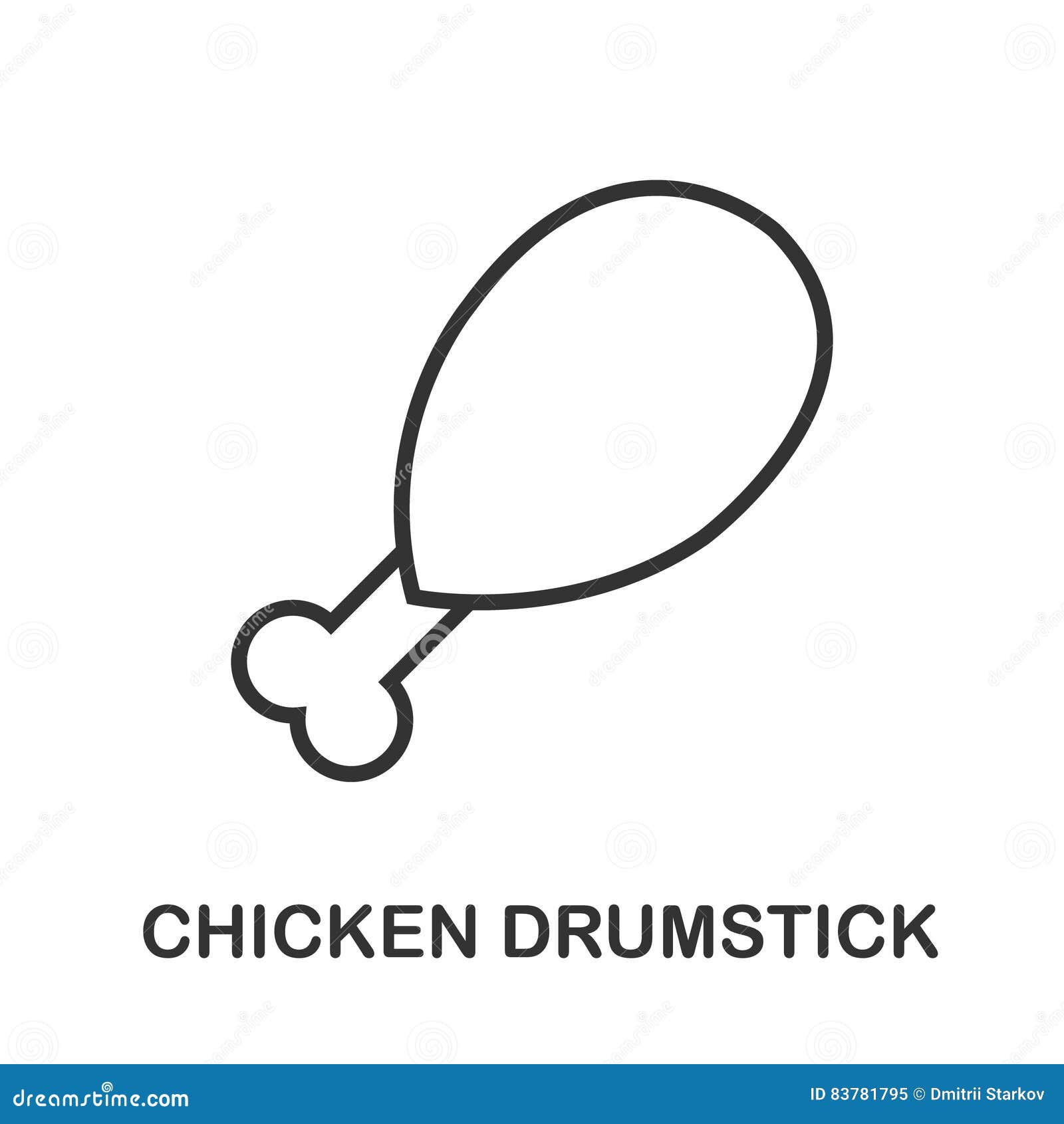 Chicken Drumstick Icon or Logo Line Art Style Stock Vector ...