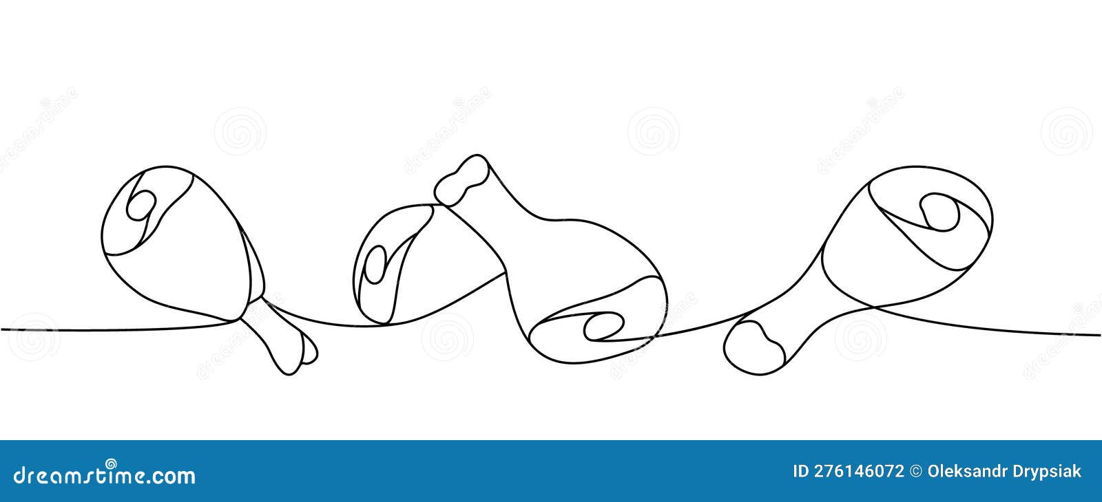 Chicken Drumstick Set One Line Continuous Drawing. Chicken Meat ...