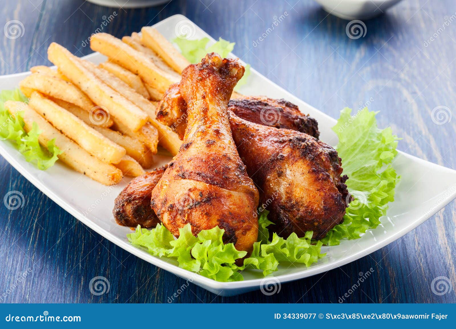 Chicken Drumsticks with French Fries Stock Image - Image of animal ...