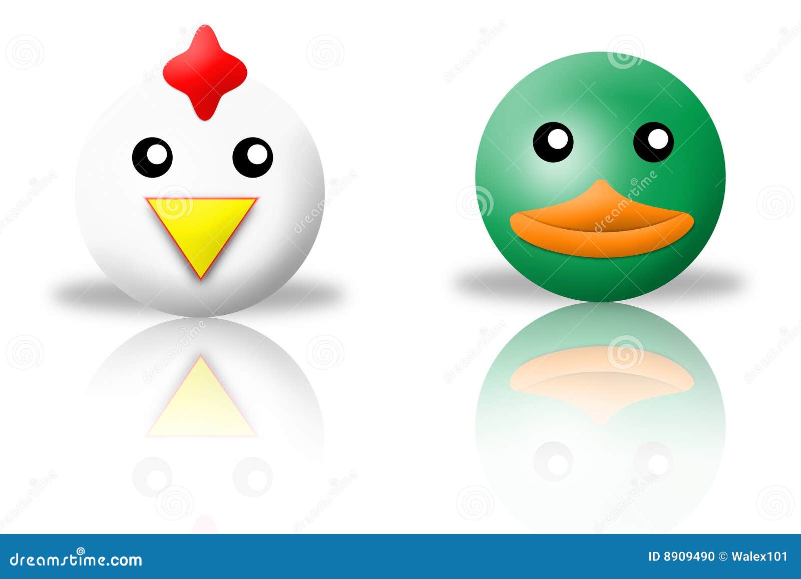 Chicken and Duck Animals Icons Stock Illustration - Illustration of ...