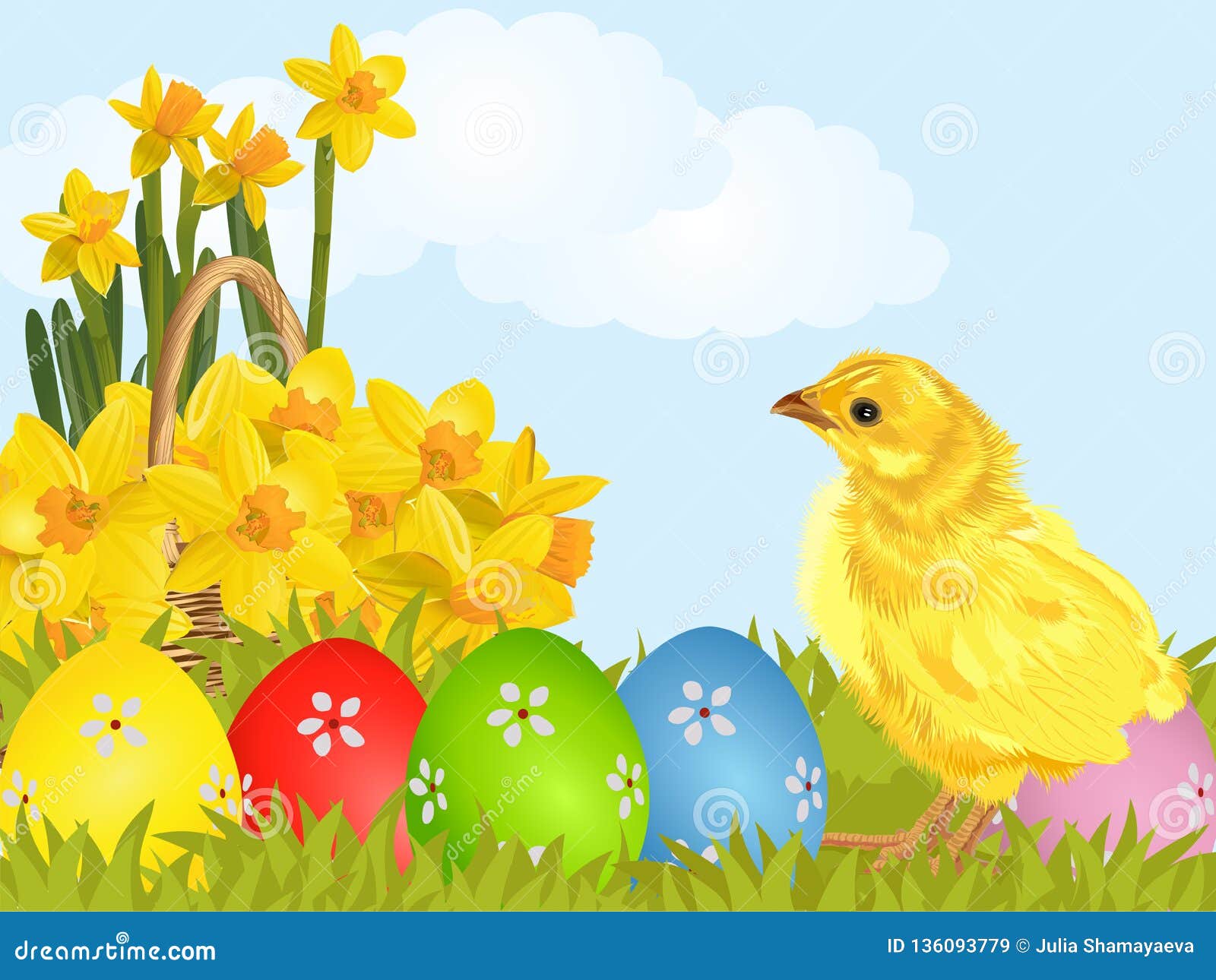 Chicken. Easter Cute Chicken. Easter Greeting Card Stock Vector ...