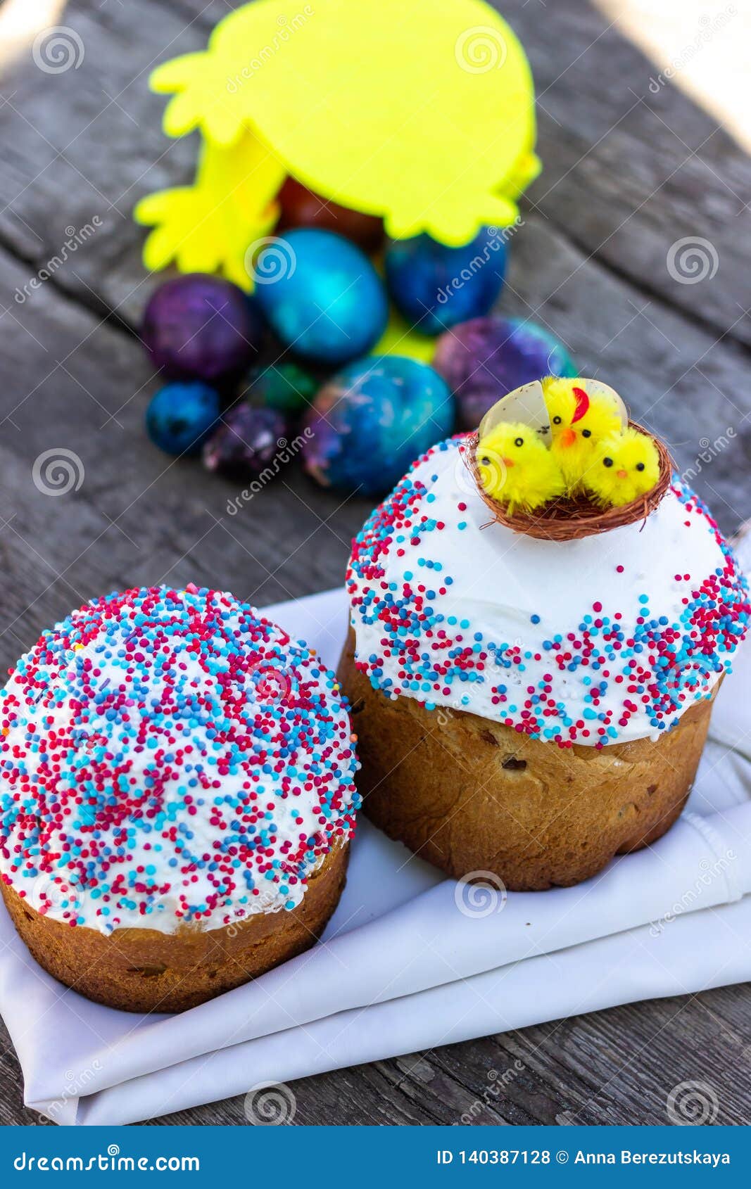Chicken with Easter Eggs on Wooden Background Stock Photo - Image of ...
