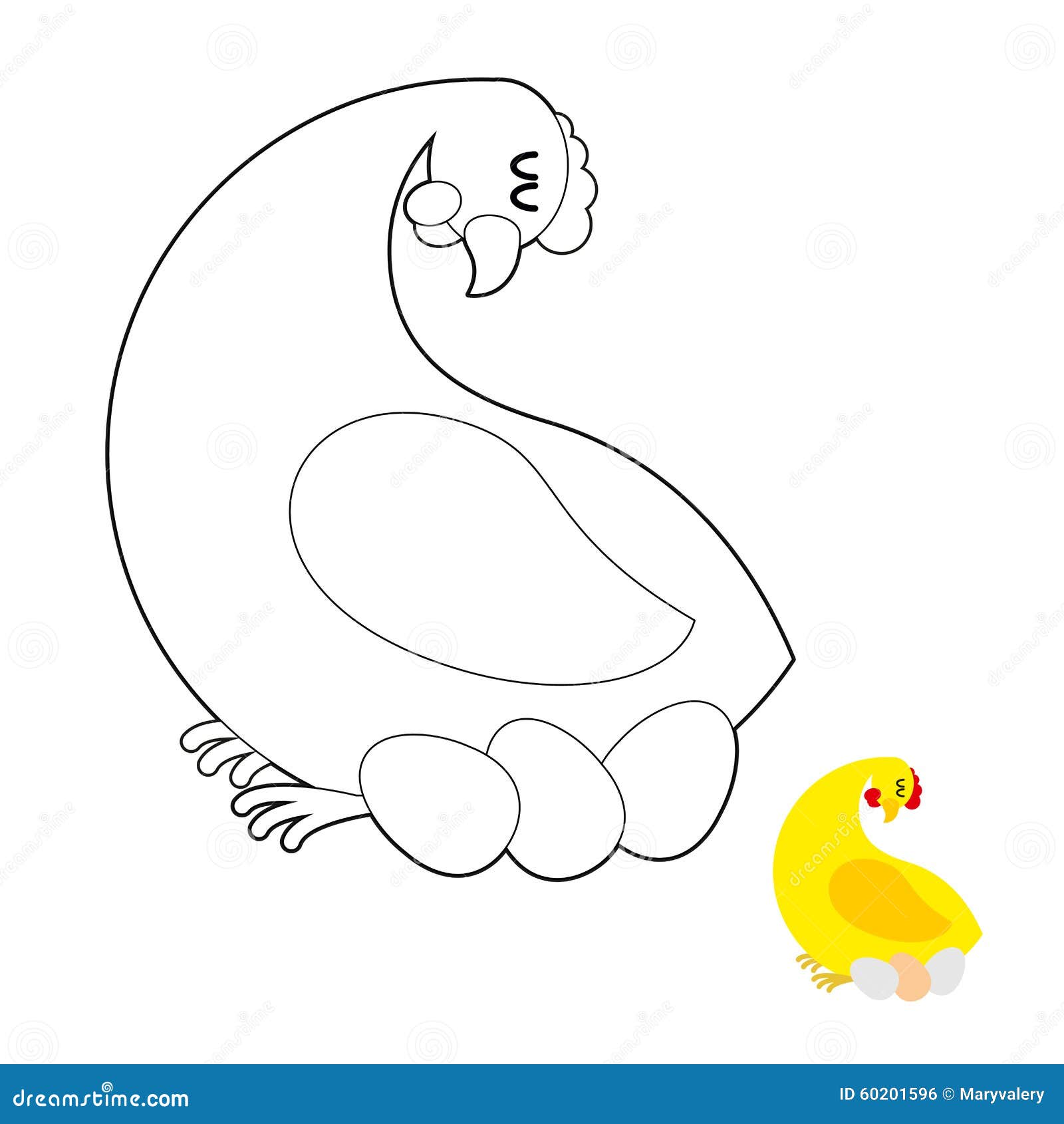 Chicken and Egg Coloring Book. Farm Bird Nests of Eggs Stock Vector ...