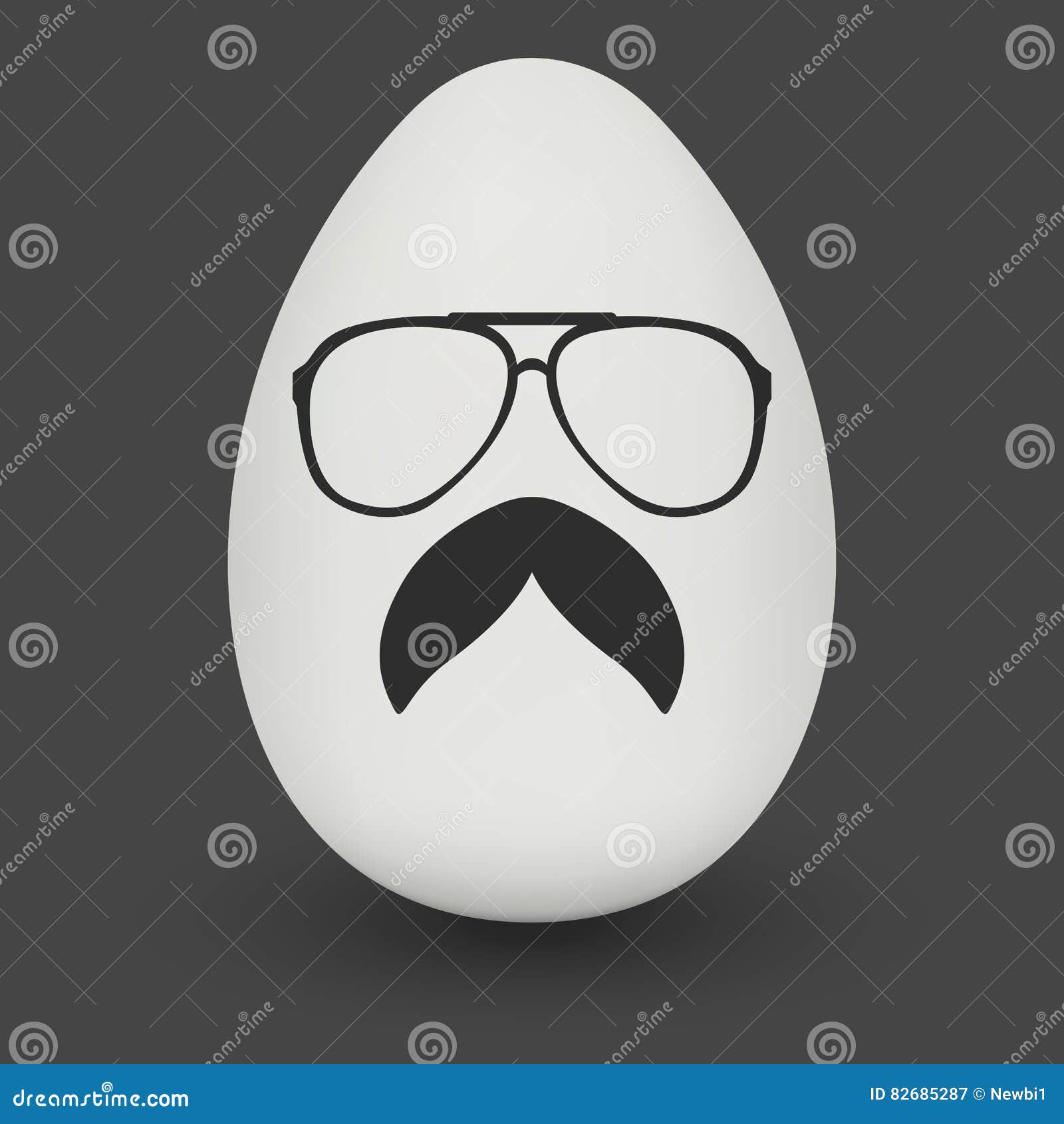 Chicken Egg Hipster Nerd Glasses And Stylish Mustache Stock Vector Illustration Of Face