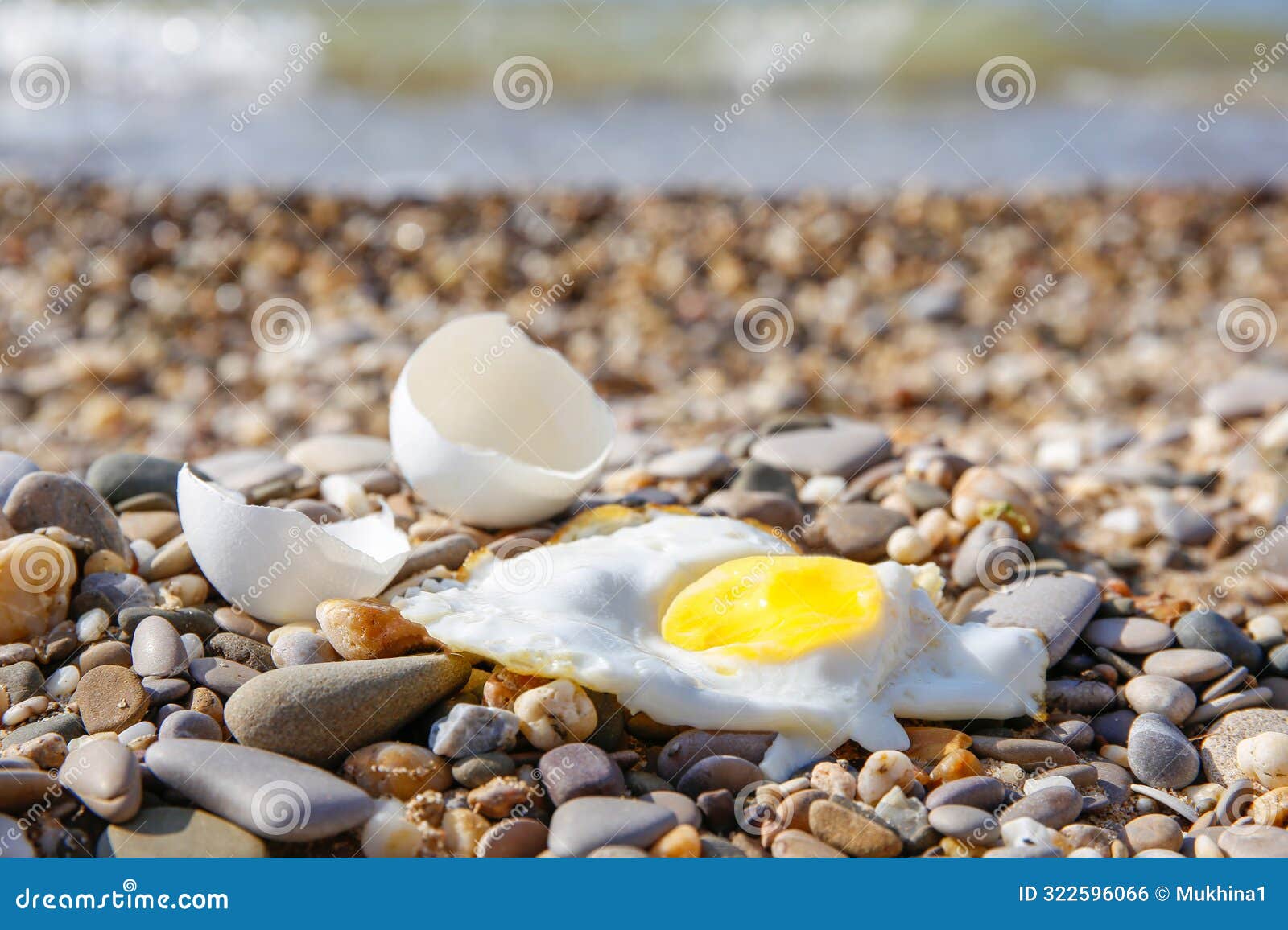 A Chicken Egg Was Fried in the Sand. Hot Weather on the Beach Stock ...