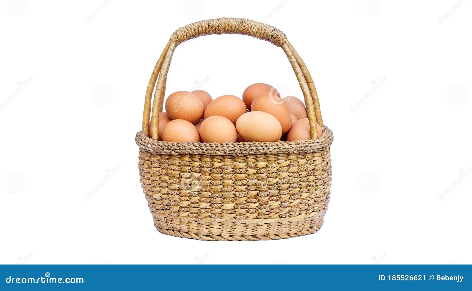 Chicken Eggs in a Basket on White Background Stock Image - Image of ...