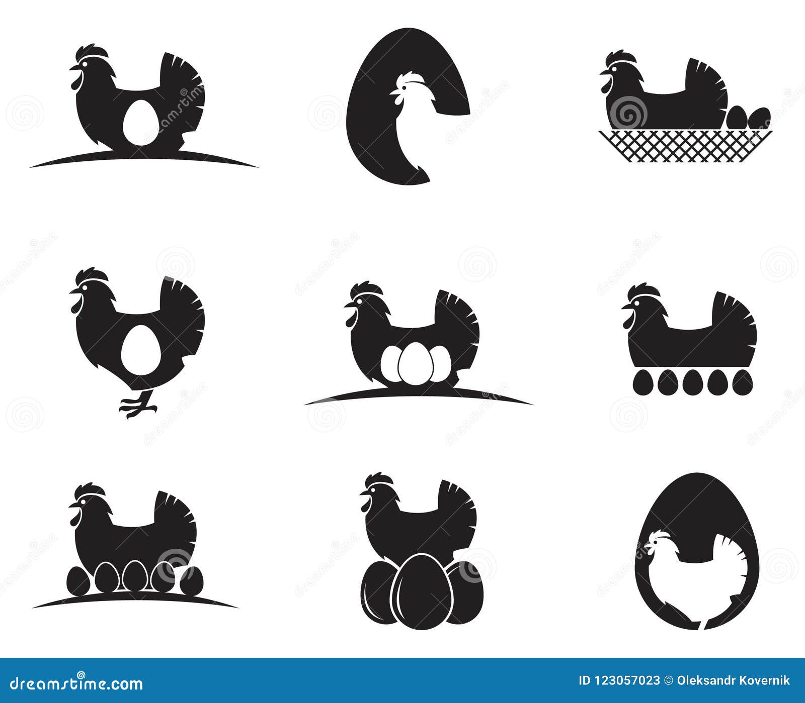 Chicken and eggs icons stock vector. Illustration of isolated - 123057023