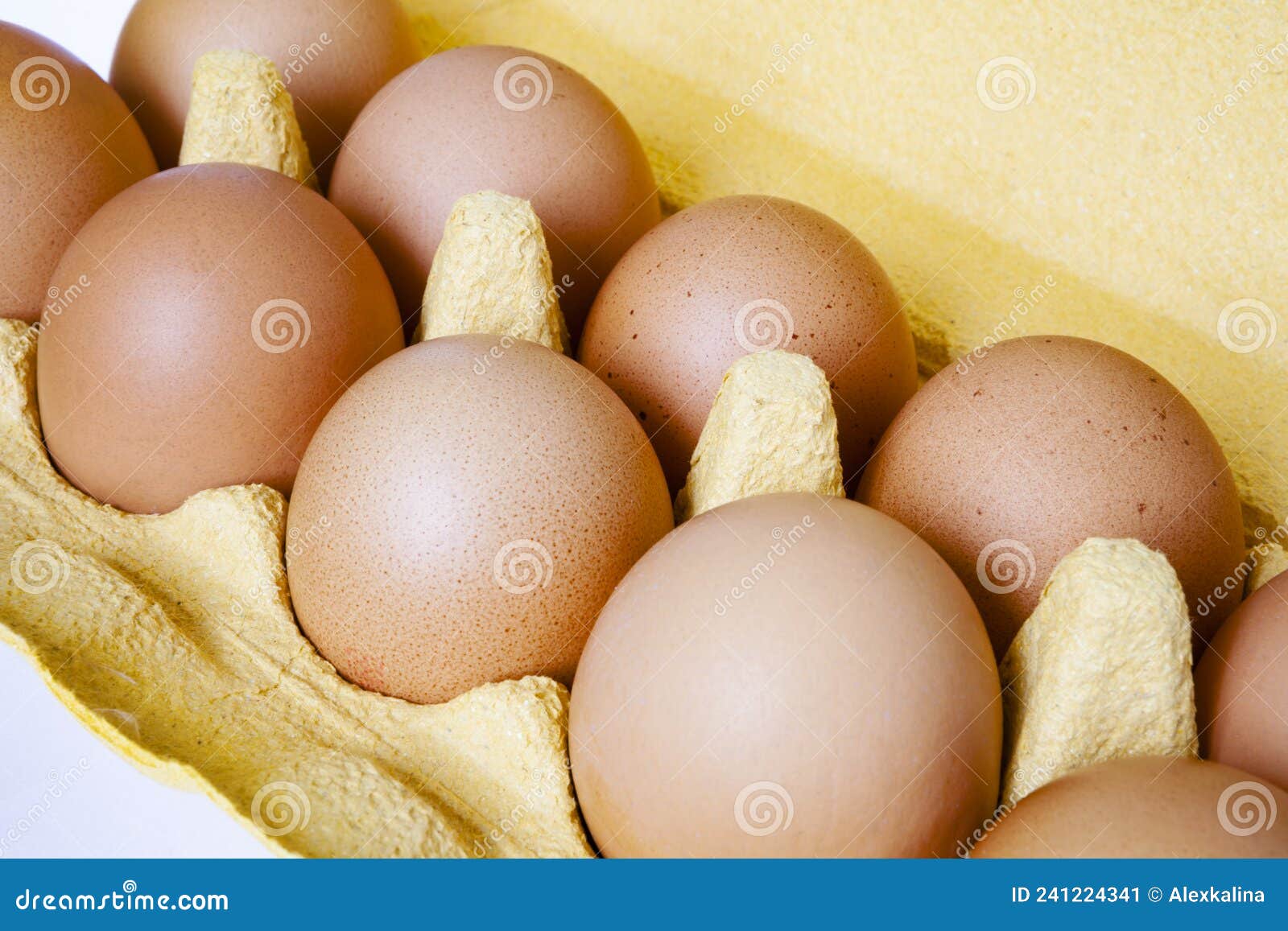 Chicken Eggs in Open Carton. Hen Eating Stock Image - Image of carton ...