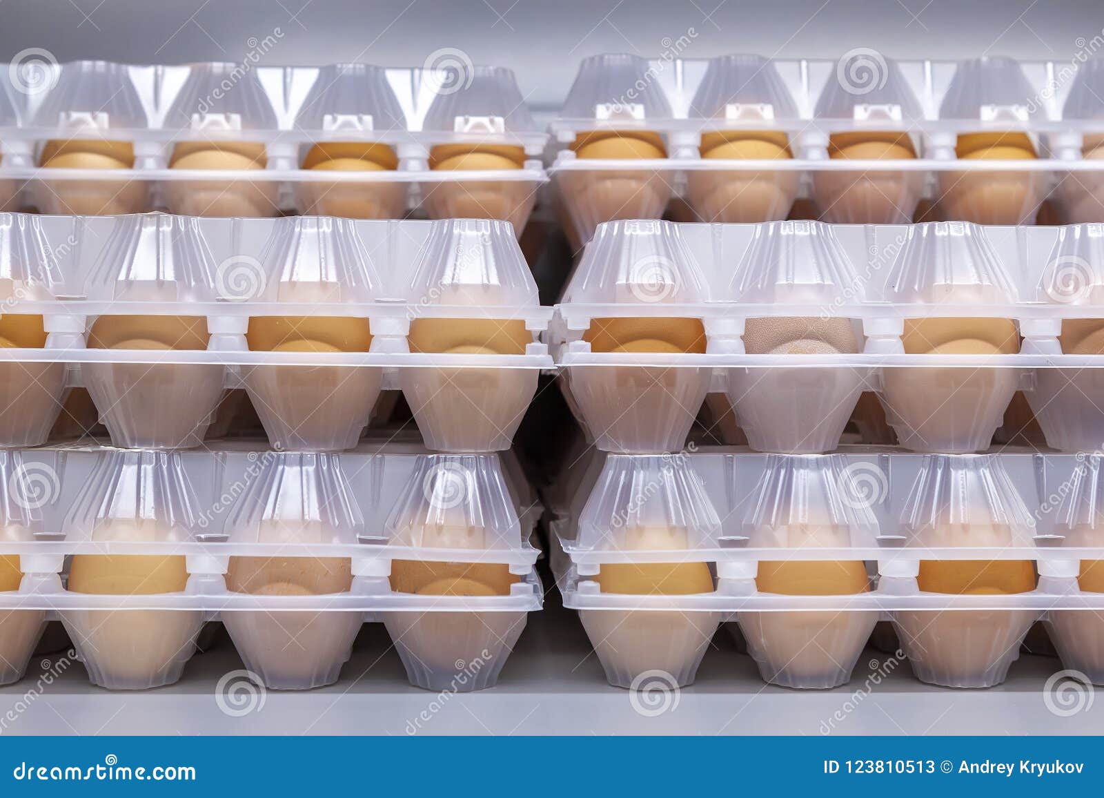 Chicken Eggs in Plastic Packaging. Front View. Stock Image - Image of ...