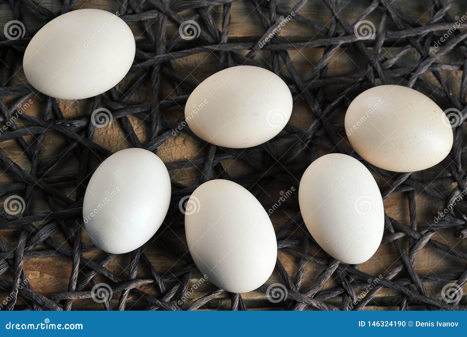 Chicken Eggs on a Rope Napkin Stock Photo - Image of napkin, village ...