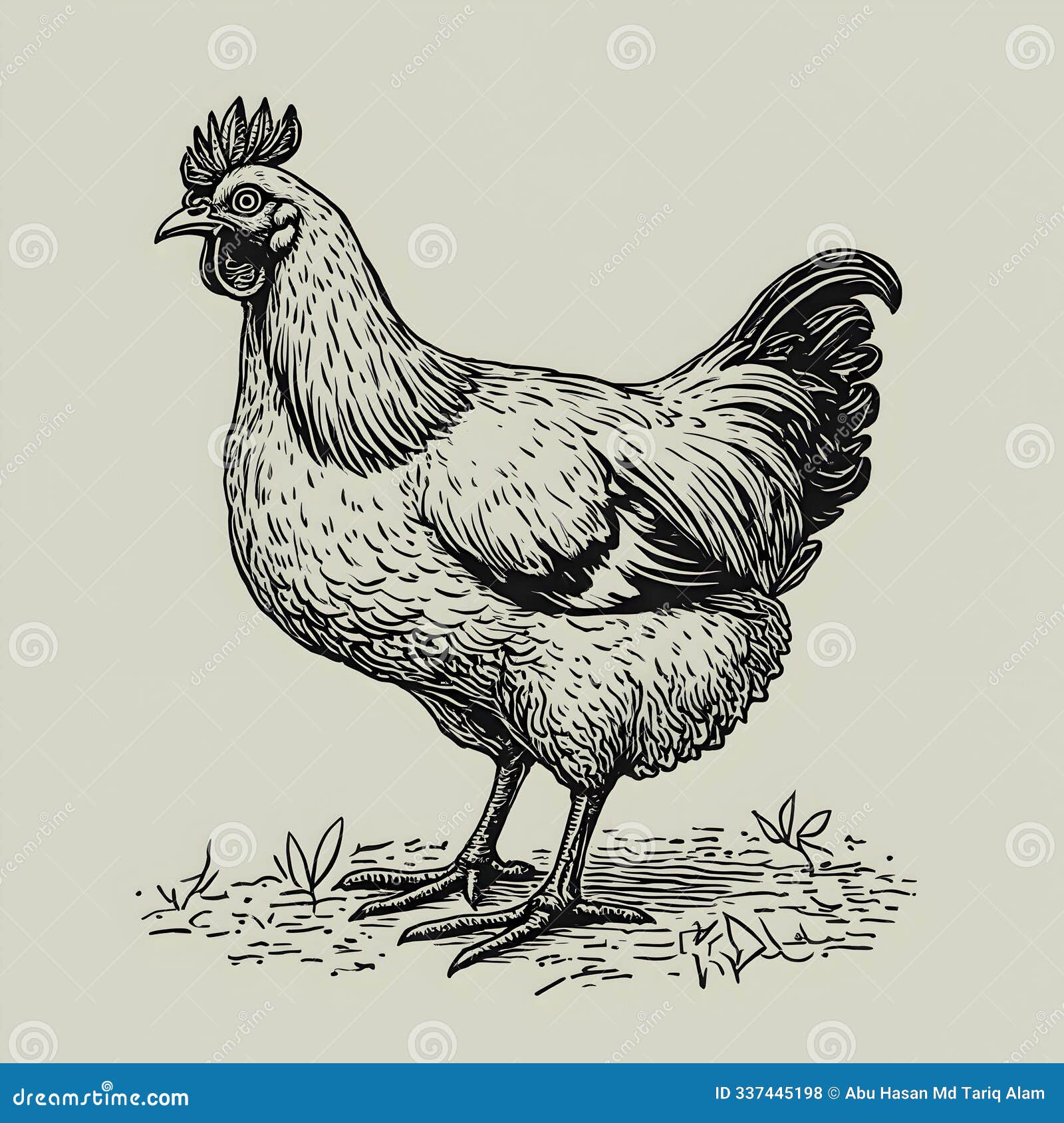 A Chicken Engraved Illustration Vintage Style Stock Illustration ...