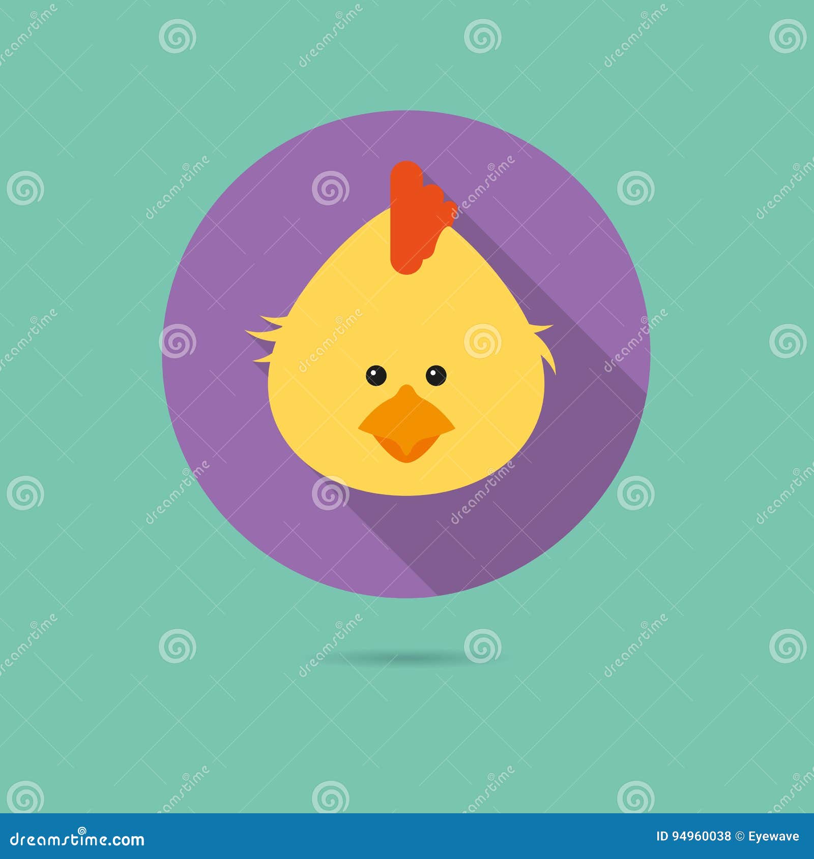 Chicken Face Flat Design Icon Stock Vector - Illustration of shadow ...