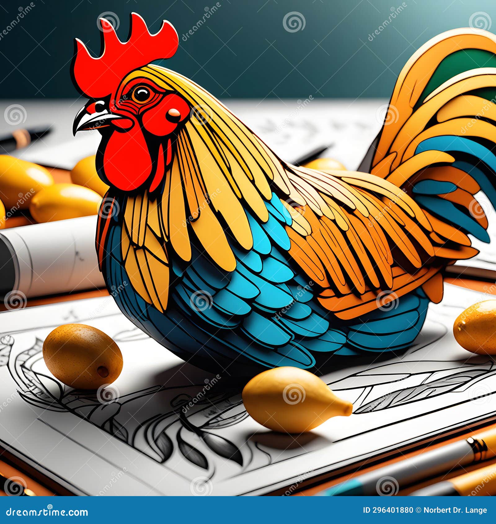 Chicken farm, AI-generatet stock illustration. Illustration of chickens ...