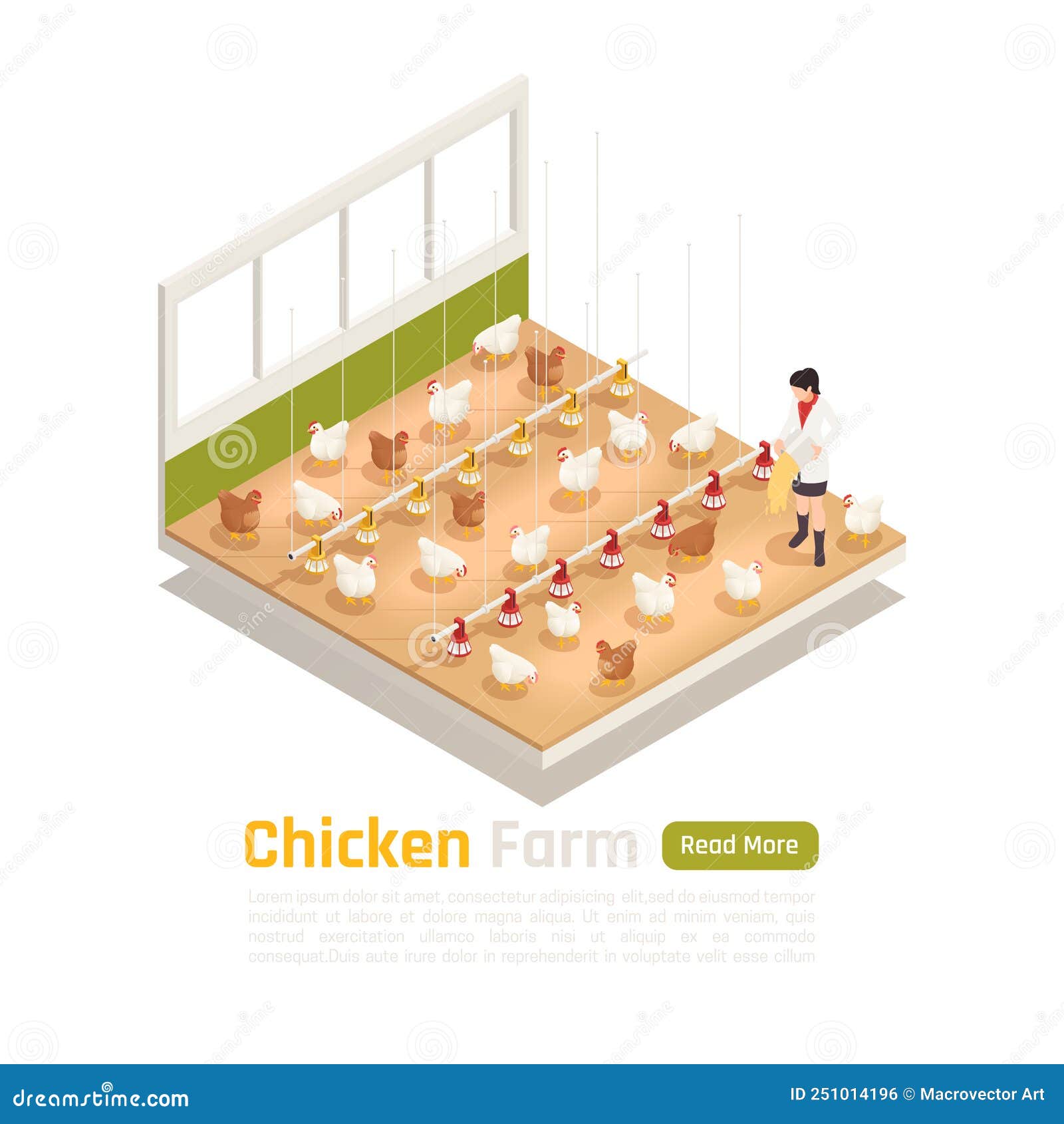 Chicken Farm Isometric Composition Stock Vector - Illustration of ...