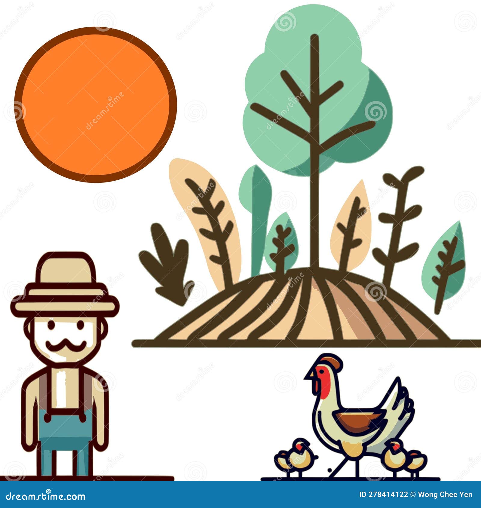 Chicken Farmer Agroforestry Vector Graphics Stock Illustration ...