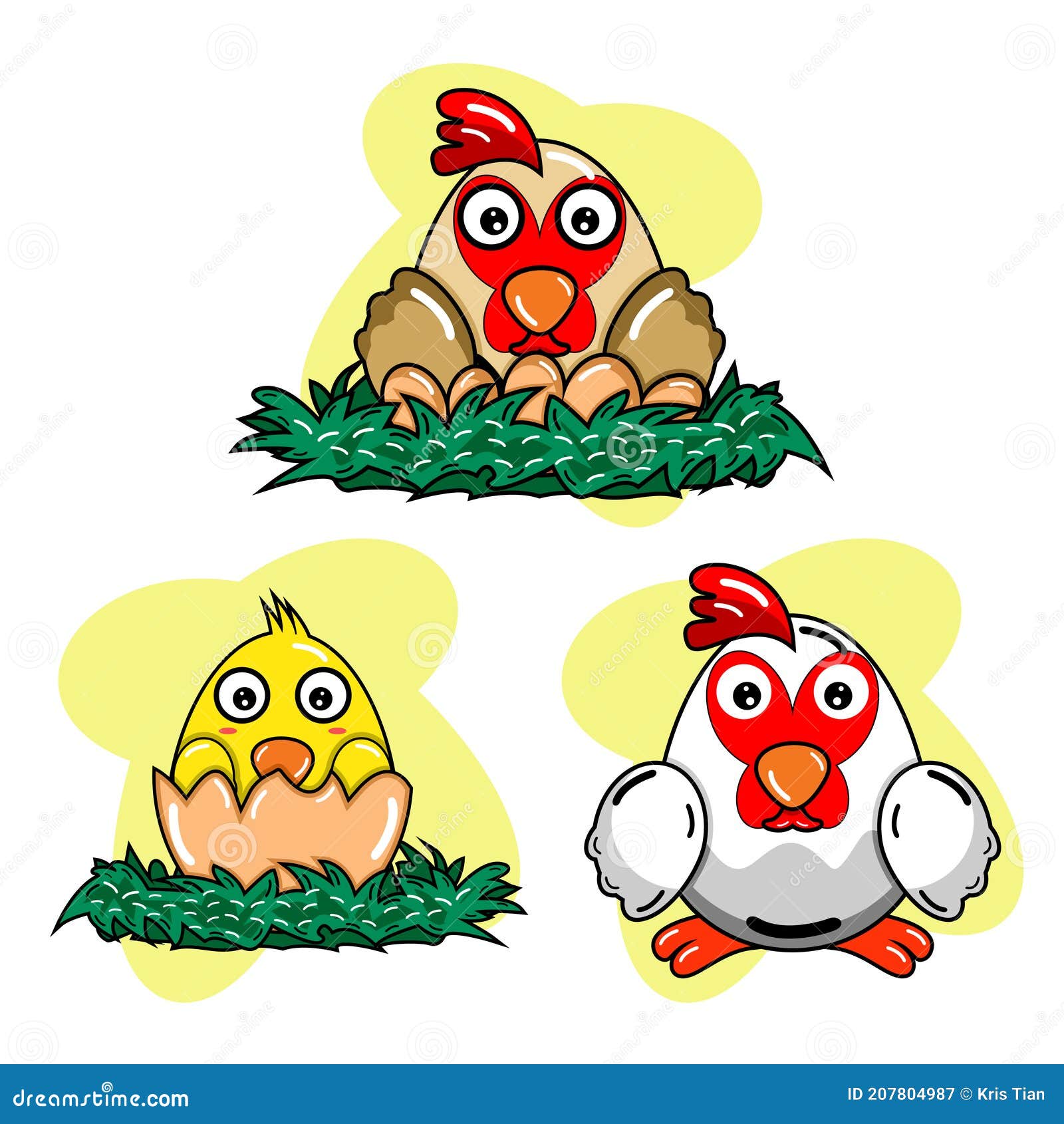 Cute Chibi Chicken Breeding Stock Vector - Illustration of yellow ...