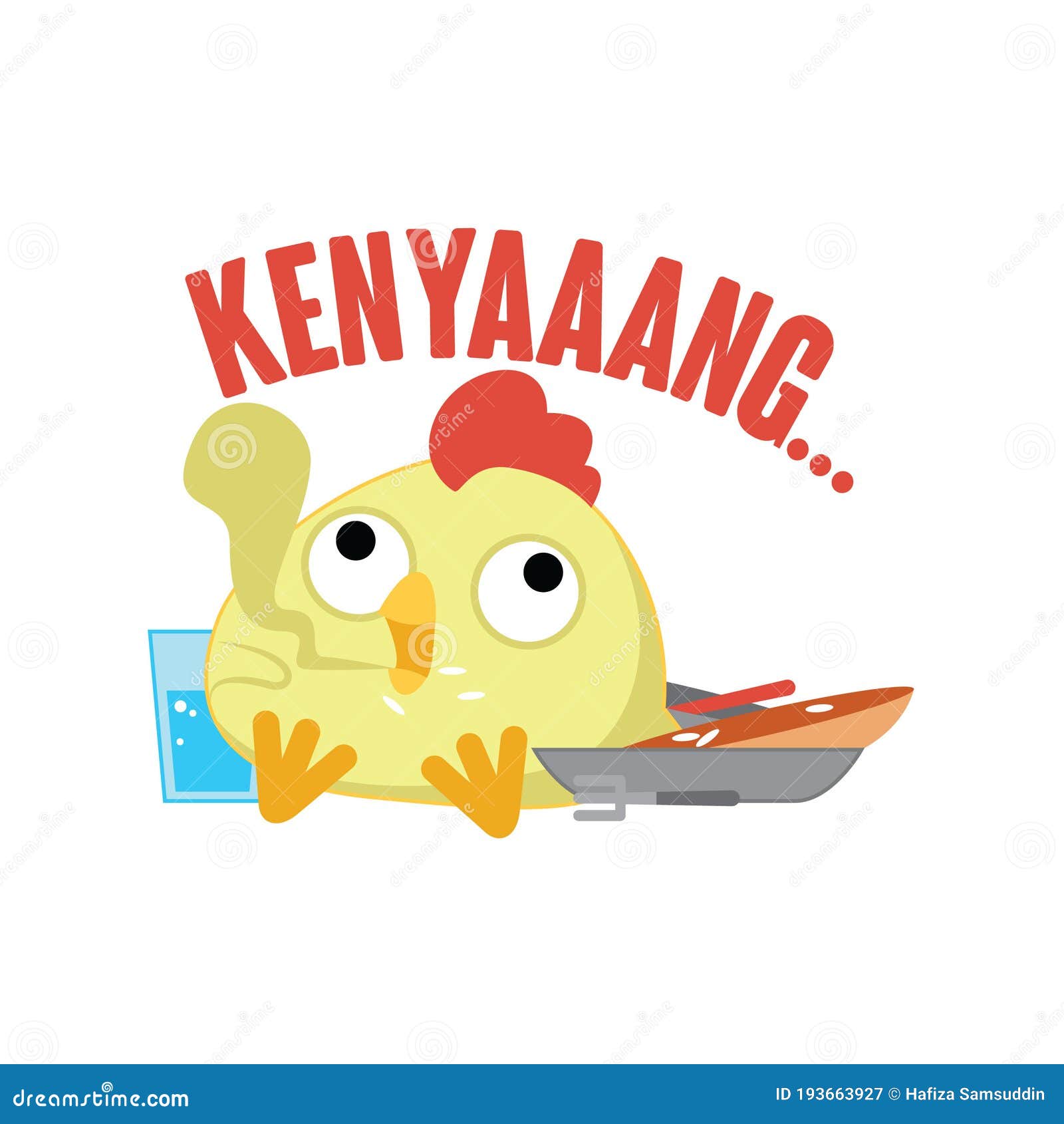 Chicken Feeling Full from Eating. Vector Illustration Decorative Design ...