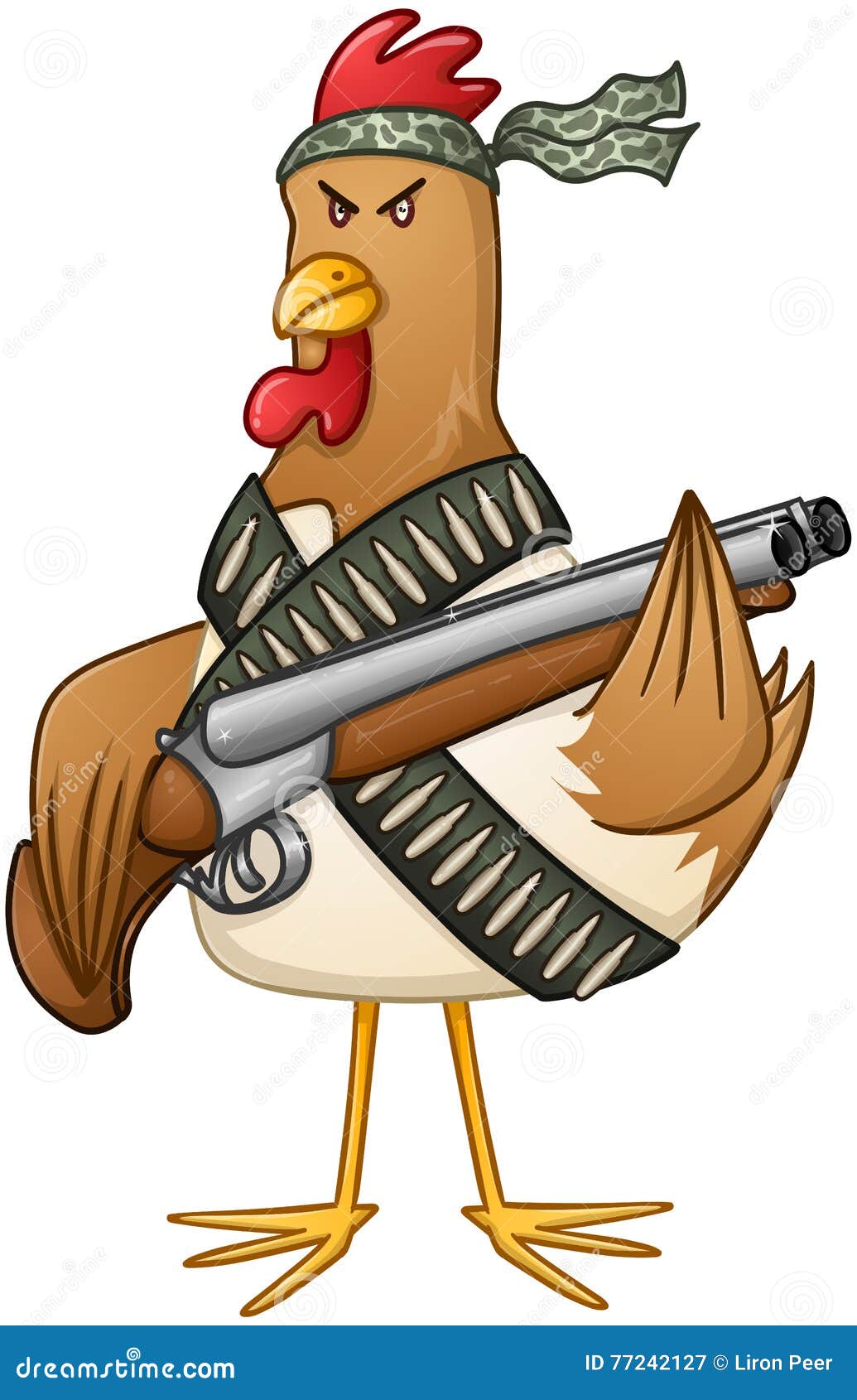 Chicken Fighter with a Shotgun Stock Vector - Illustration of hold ...